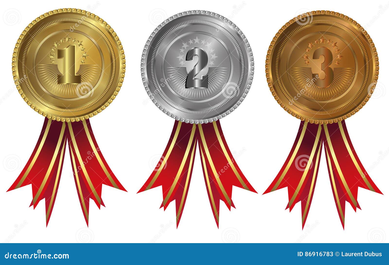 Gold, Silber Und Bronze - Medaillen 1 2 3 Vektor Abbildung ... Gold, Silber Und Bronze - Medaillen 1 2 3 Vektor Abbildung ...