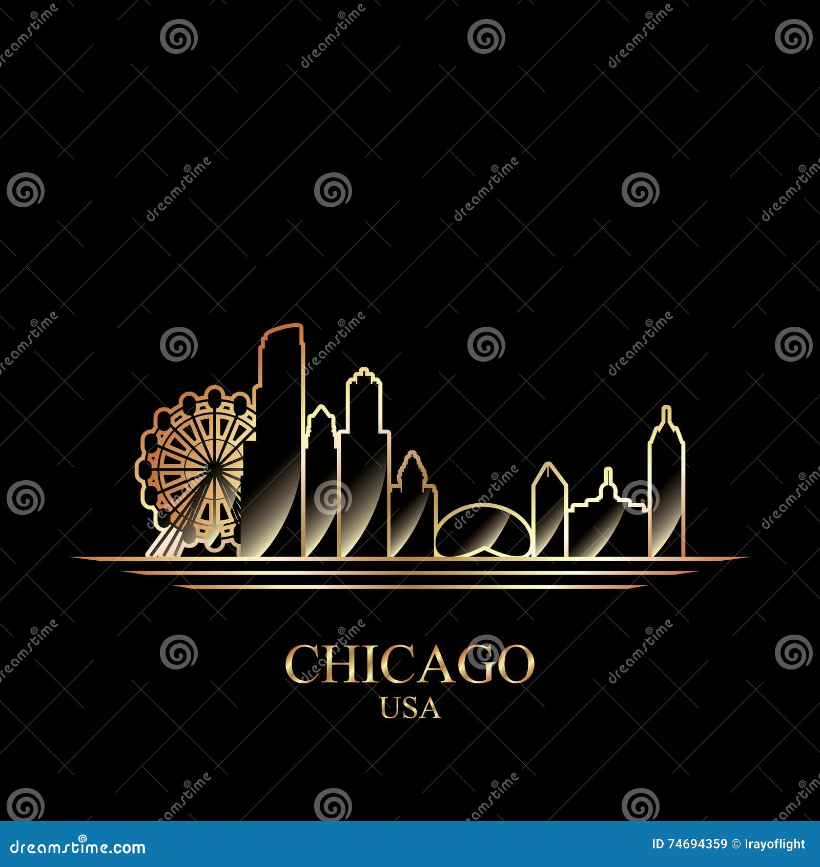 Gold Silhouette Of Ras Al-Khaimah On Black Background Cartoon Vector ...