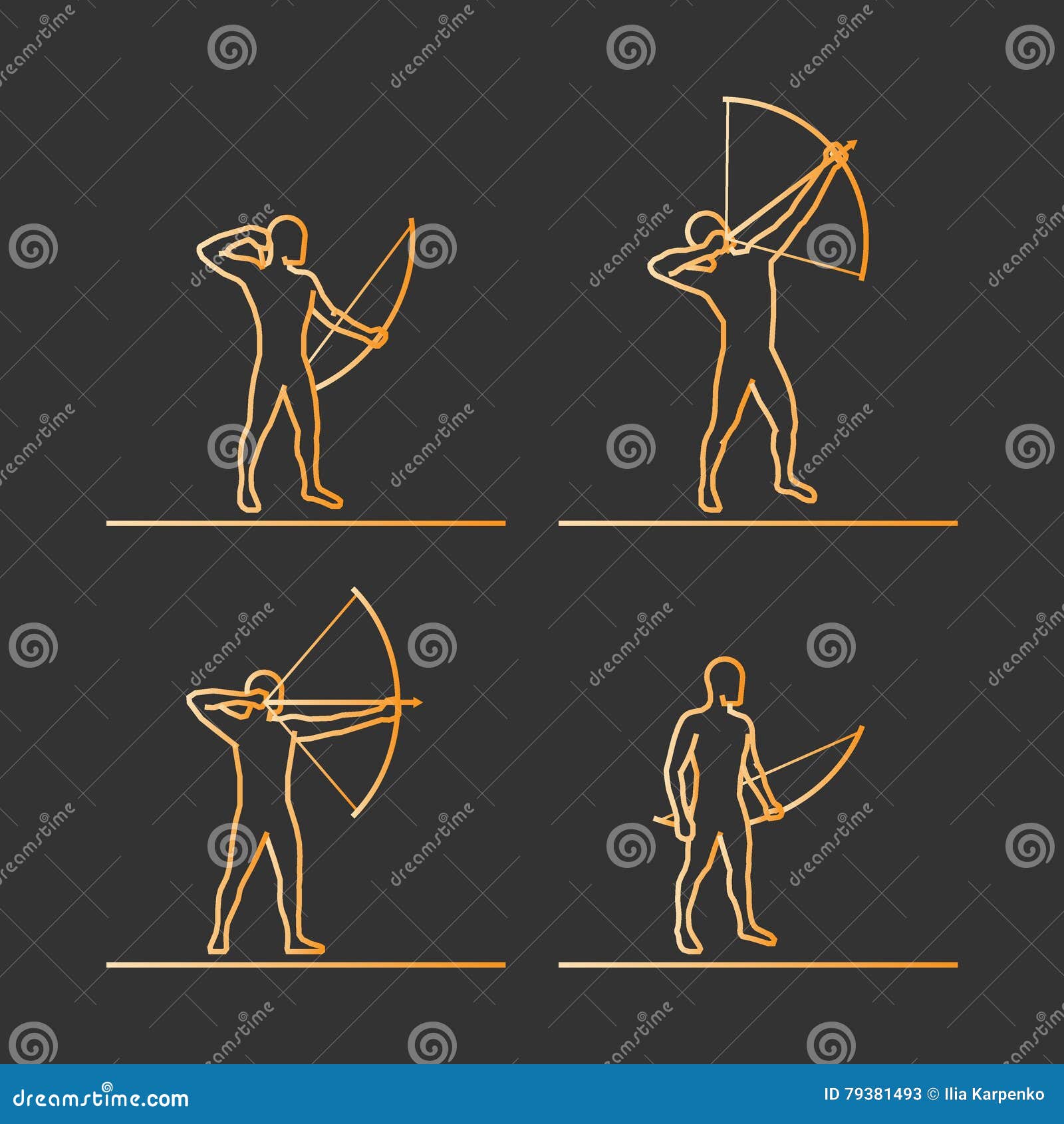 Archer Silhouettes Cartoon Vector | CartoonDealer.com #44577251