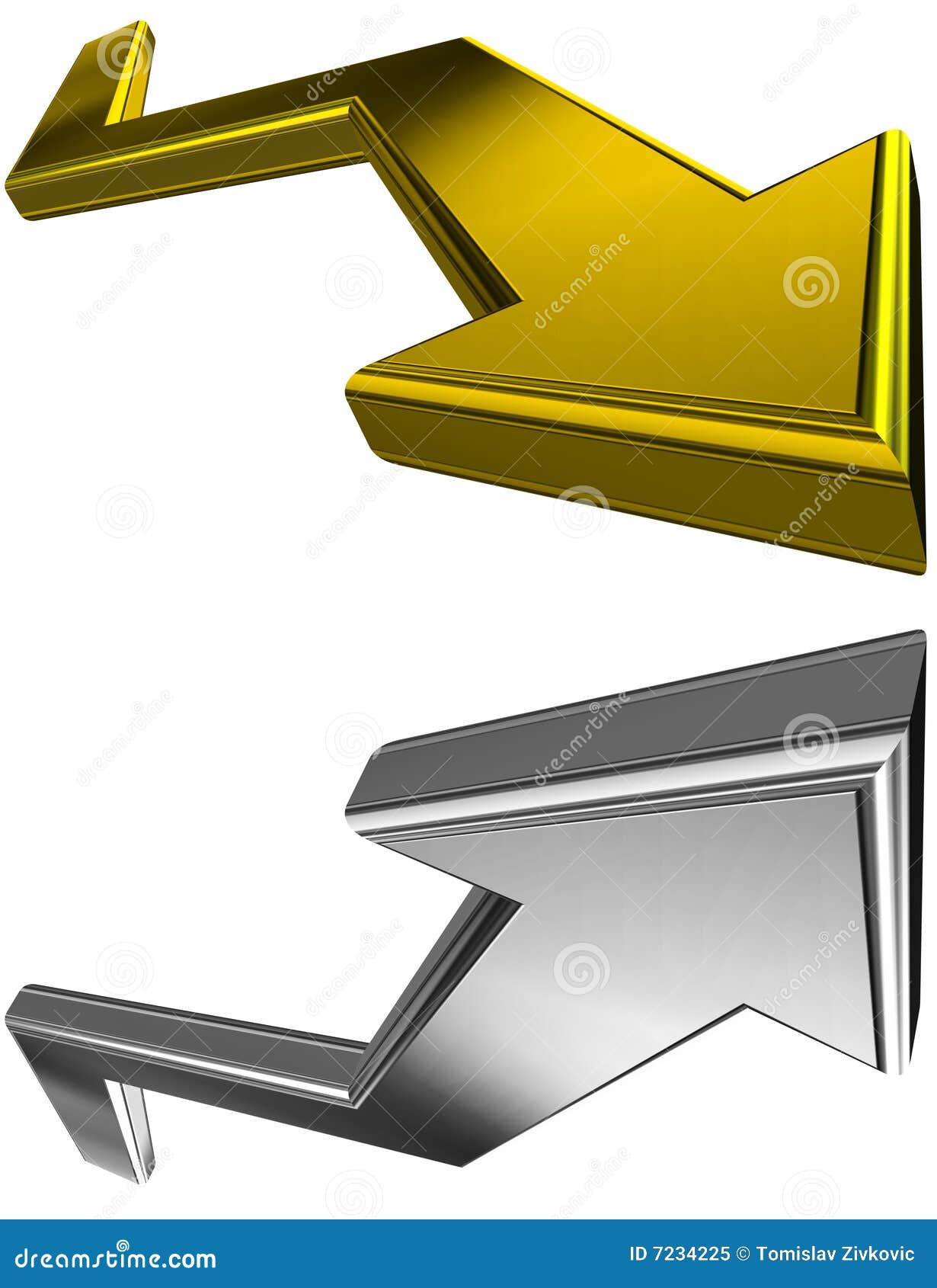 Gold and silver 3D arrows stock illustration. Illustration of grow ...