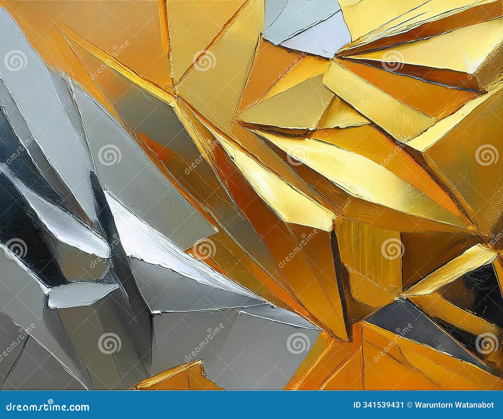 Gold and Silver Abstract Oil Painting Polygon Stock Illustration ...