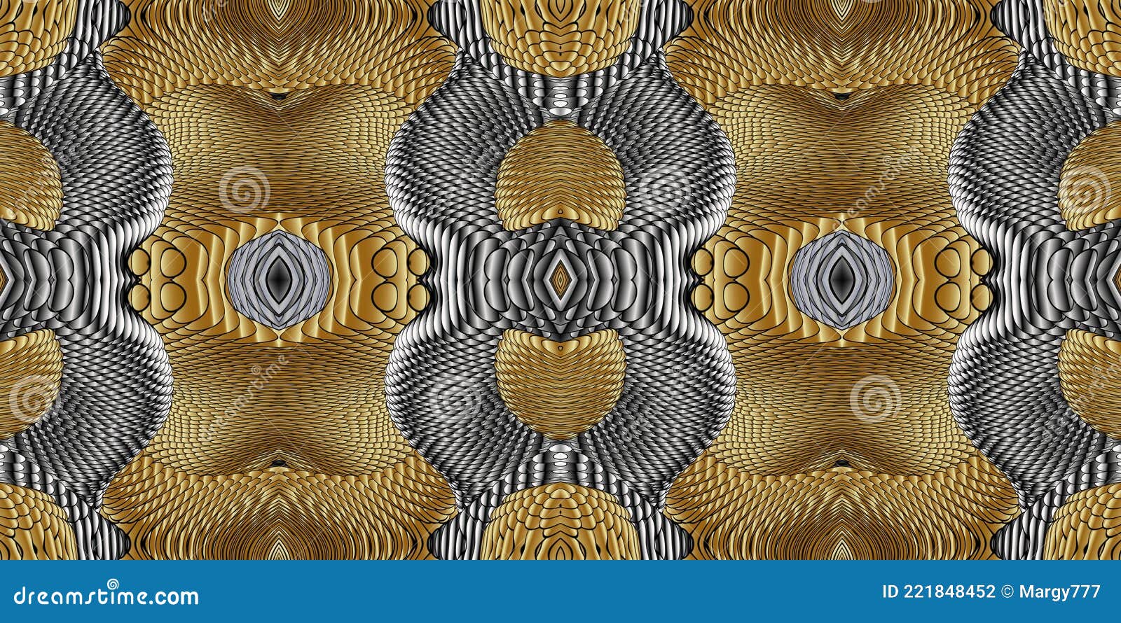 Gold and Silver Abstract Symmetric Background Stock Illustration ...