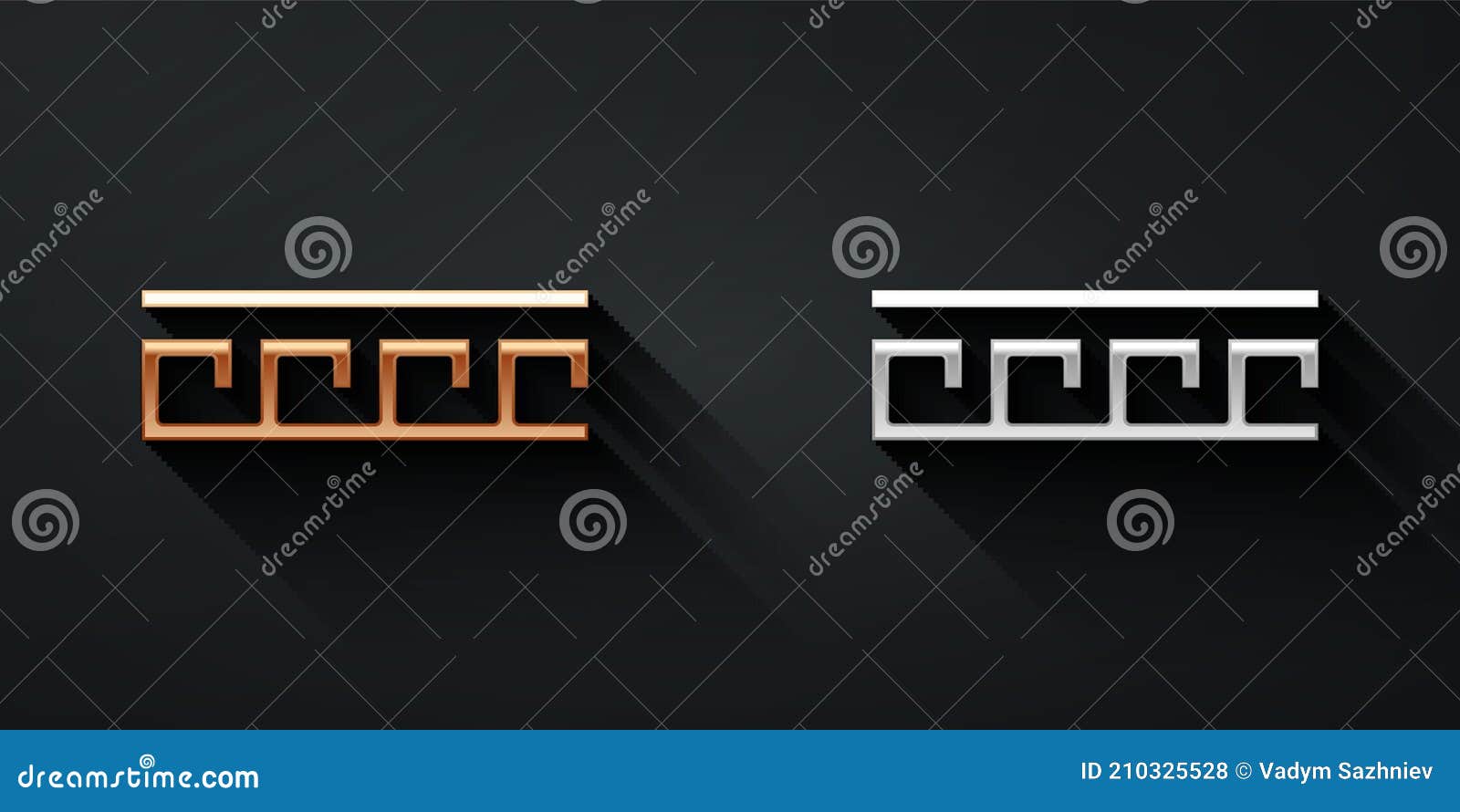 Gold and Silver Ancient Greek Pattern Icon Isolated on Black Background ...