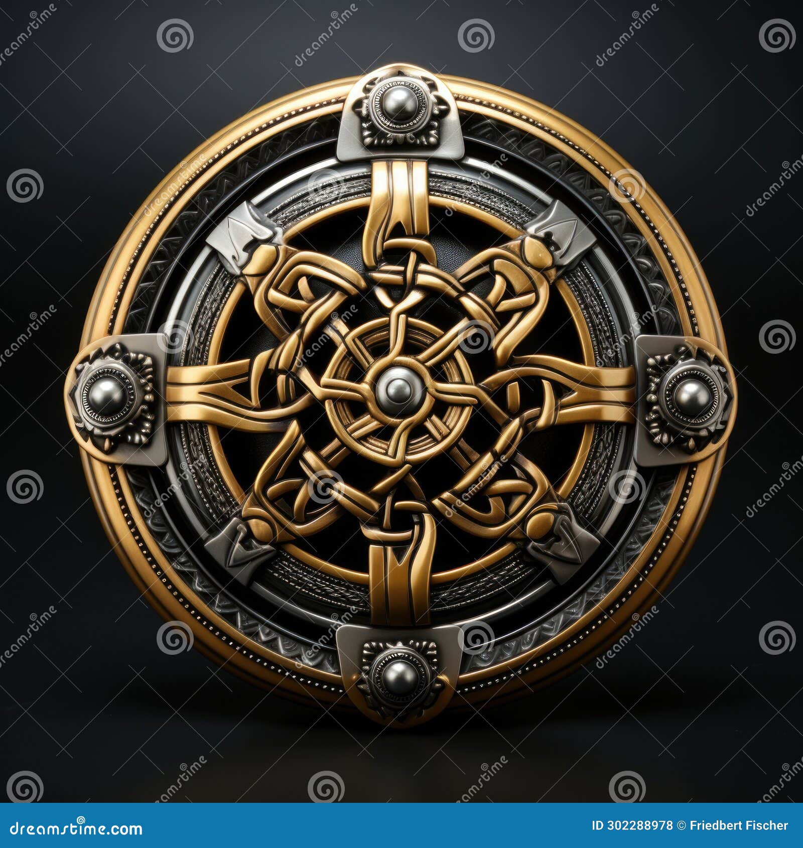 A Gold and Silver Badge with a Celtic Design, Small Decorative Metal ...