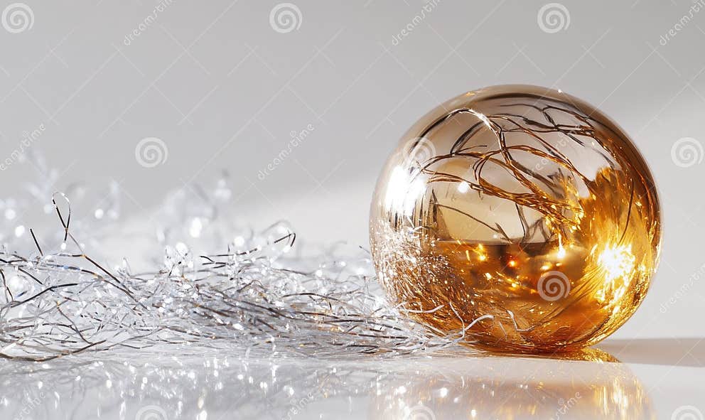 A Gold and Silver Ball with a Silver Wire Around it Stock Image - Image ...