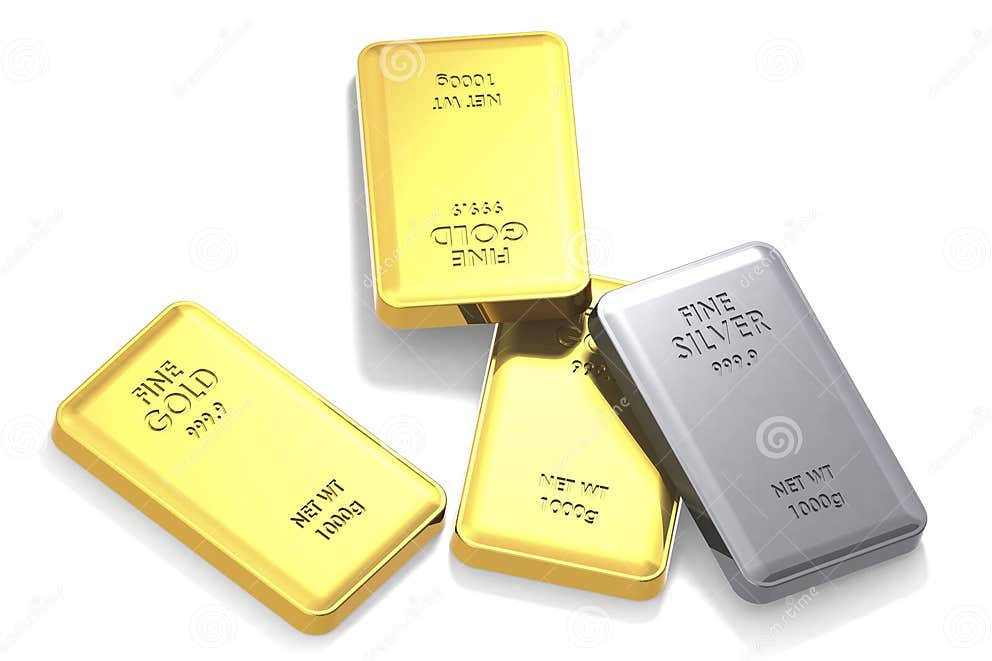 Gold and Silver Bar Isolated Stock Illustration - Illustration of ...