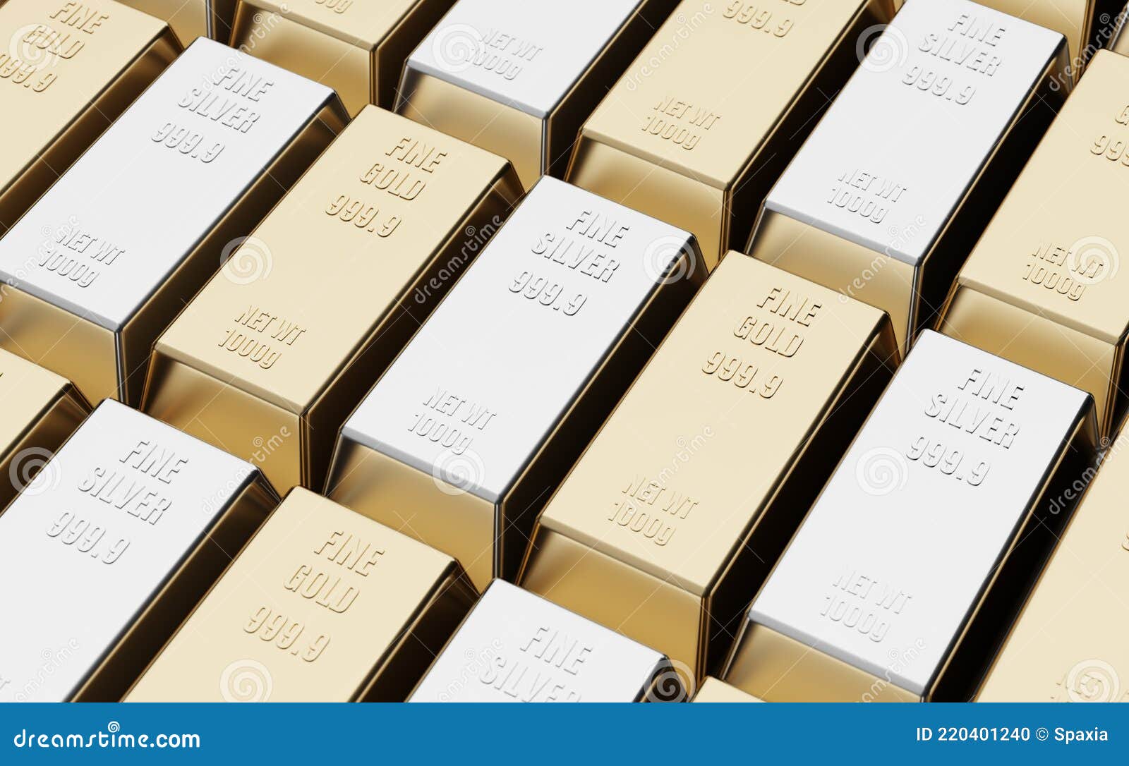 Gold and Silver Bars in Bank Vault Background Stock Illustration ...