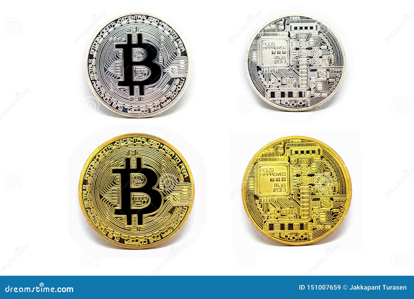 Gold and Silver Bitcoin on Isolate White Background, Cryptocurrency ...