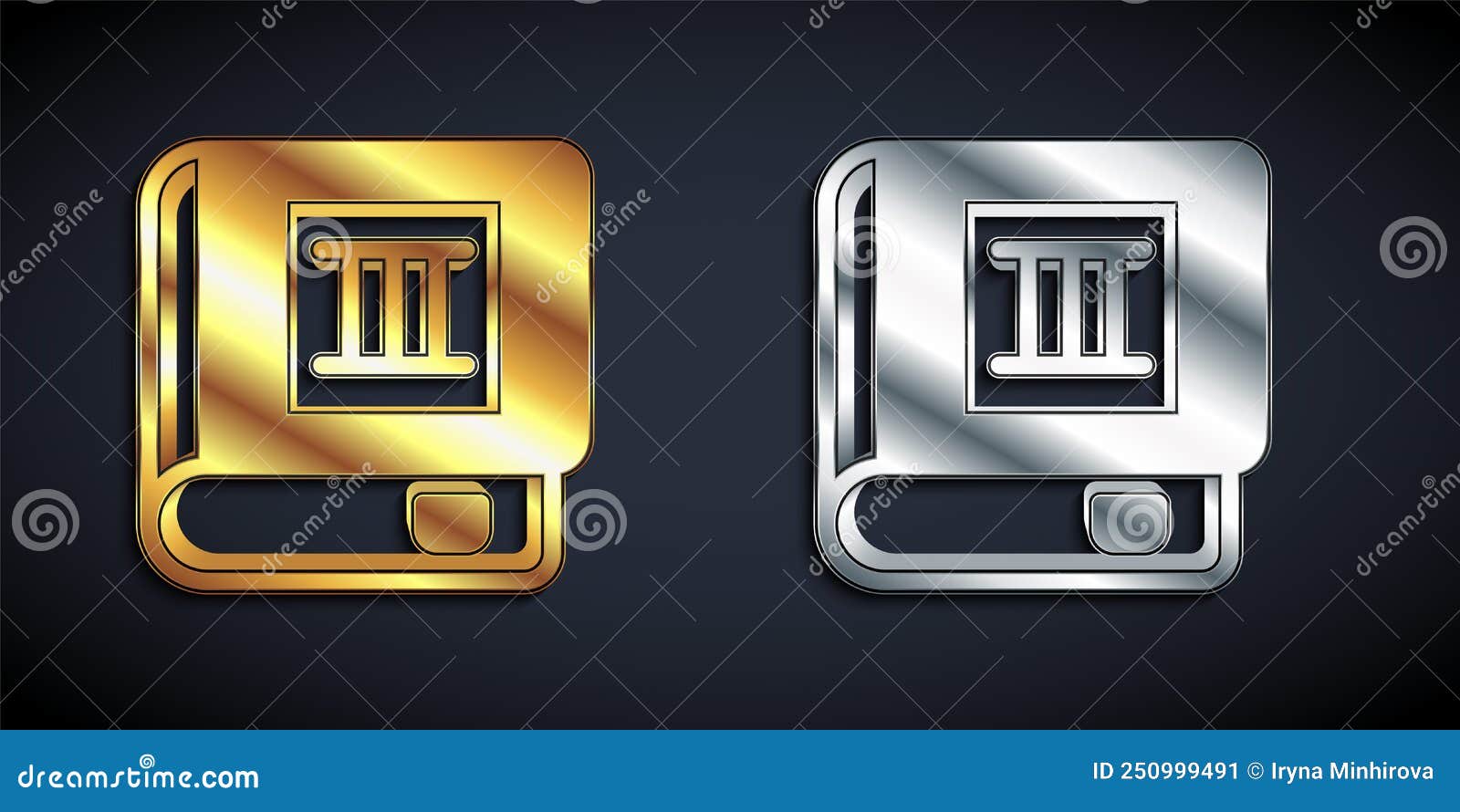 Gold and Silver Book Icon Isolated on Black Background. Third Volume ...