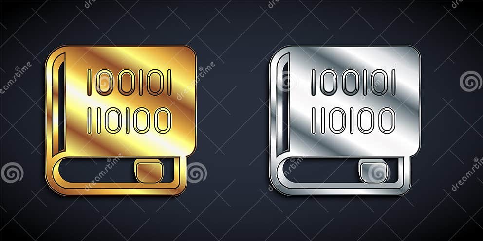 Gold and Silver Books about Programming Icon Isolated on Black ...