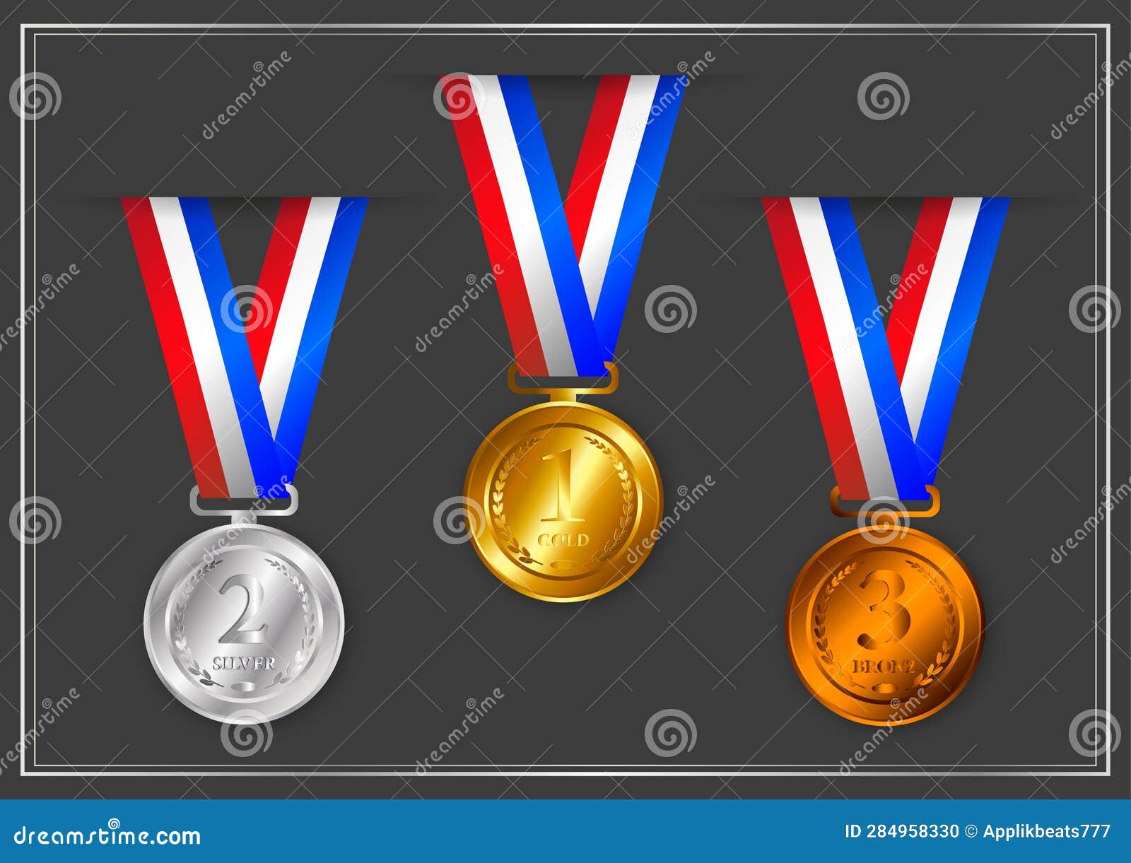 Gold, Silver, Bronze, Award Medals with Ribbons Stock Illustration ...