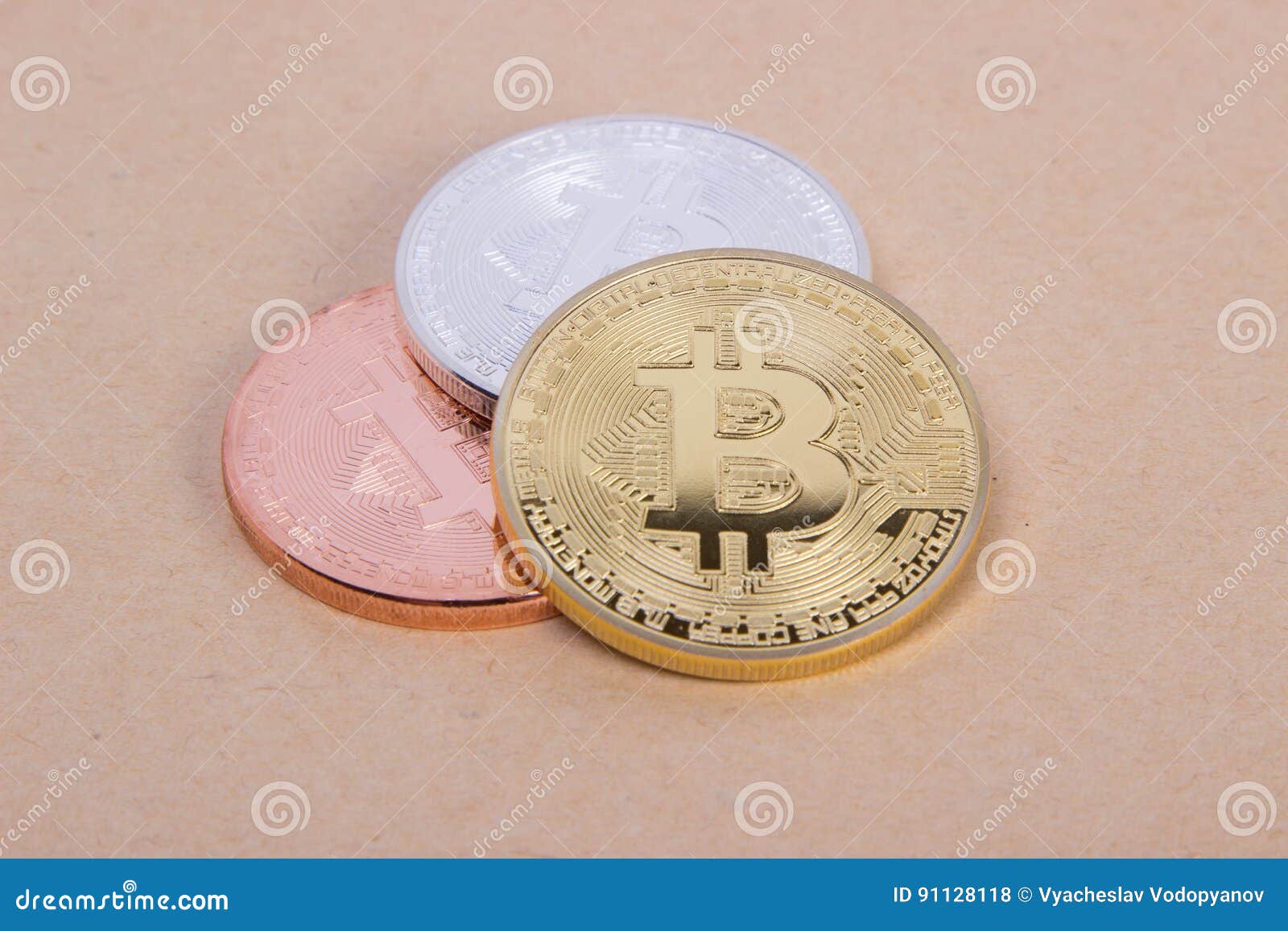 Gold Silver and Bronze Coins Bitcoin Stock Photo - Image of banking ...