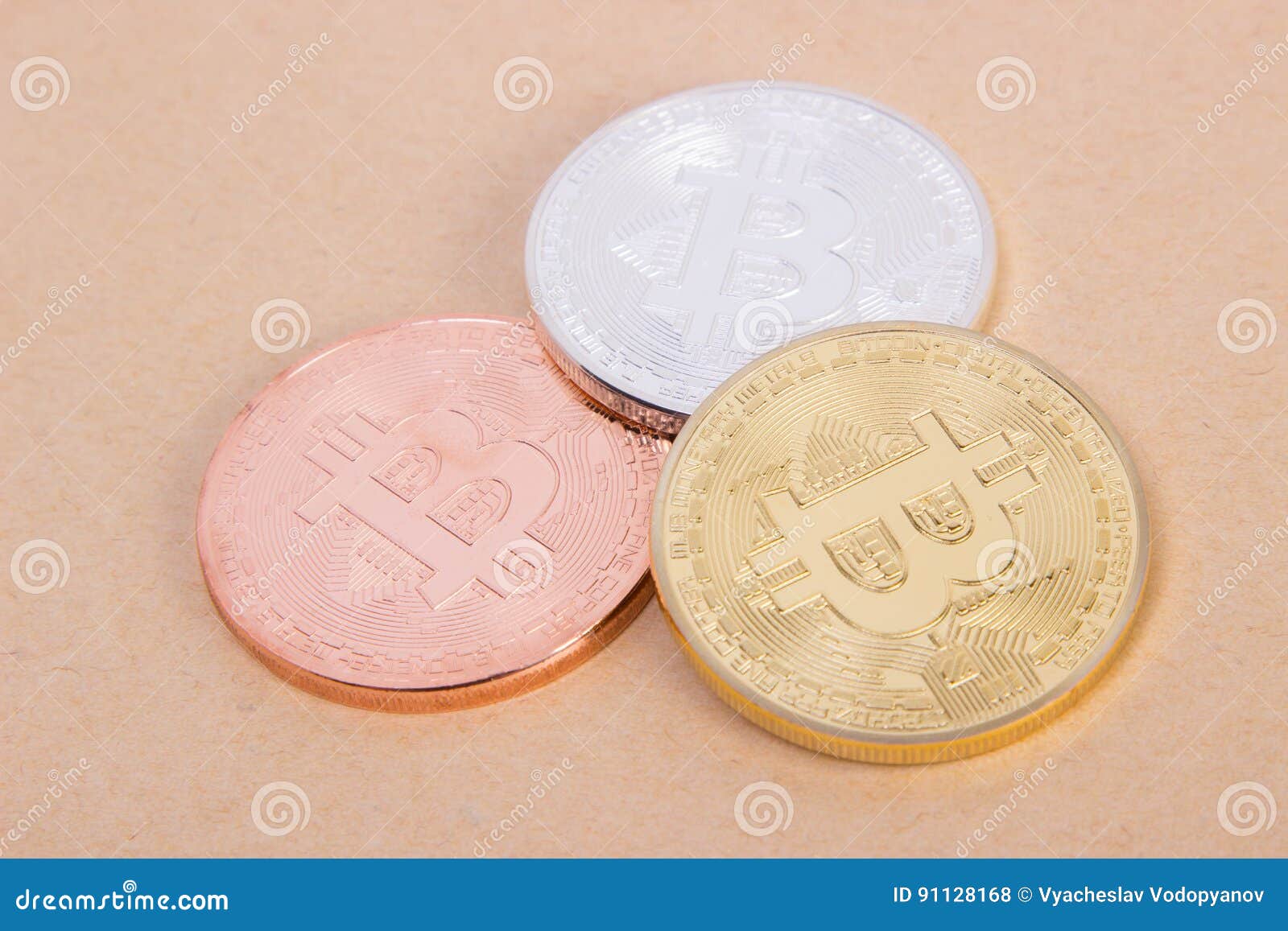 Gold Silver and Bronze Coins Bitcoin Stock Photo - Image of market ...
