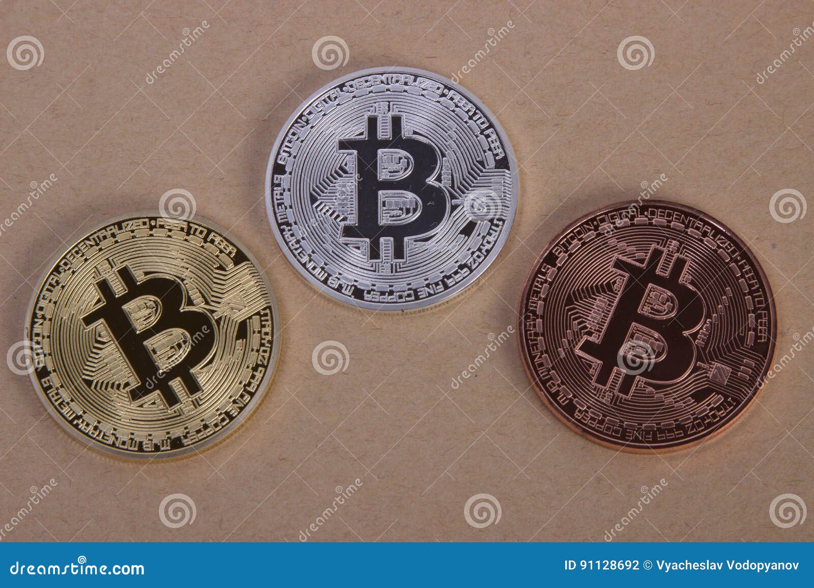 Gold Silver and Bronze Coins Bitcoin Stock Photo - Image of golden ...