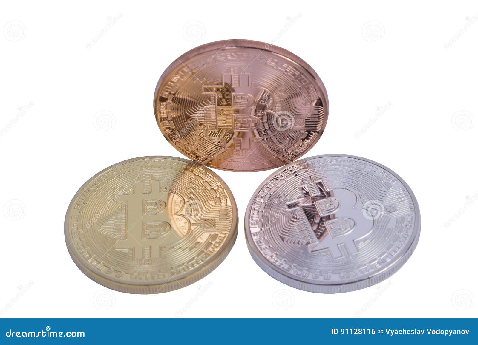Gold Silver and Bronze Coins Bitcoin Stock Photo - Image of business ...