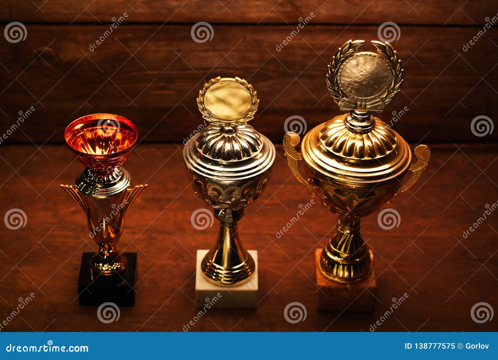 Gold Silver Bronze Cup Studio Stock Image - Image of raise, grey: 138777575