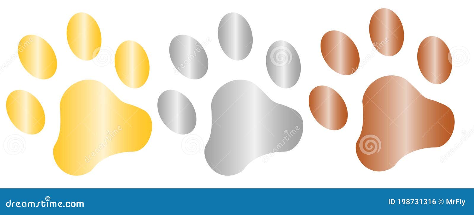 Gold, Silver, Bronze, Dog Paw Stock Vector - Illustration of medal ...