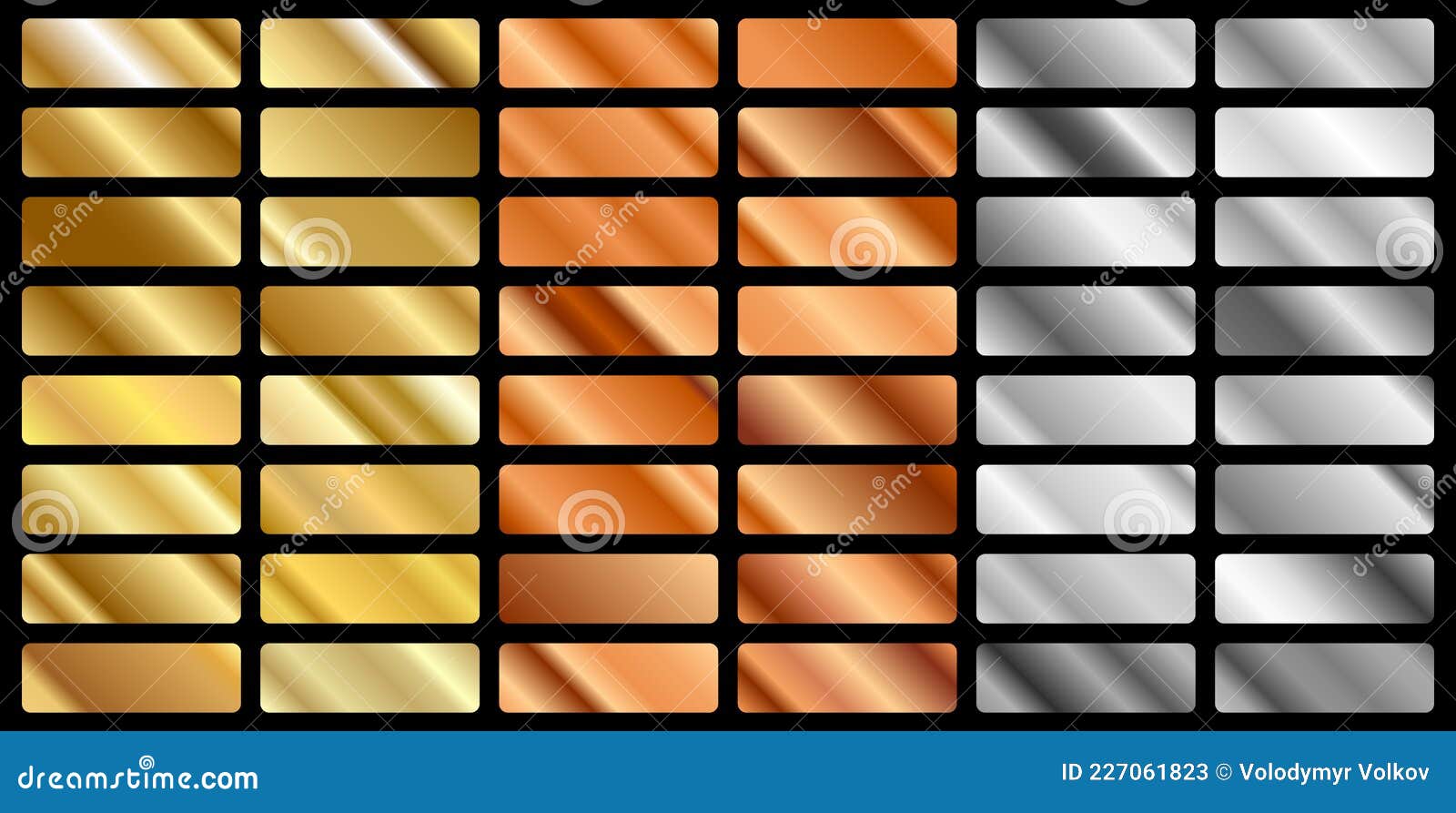 Gold, Silver, Bronze and Golden Foil Texture Gradation Background Set ...