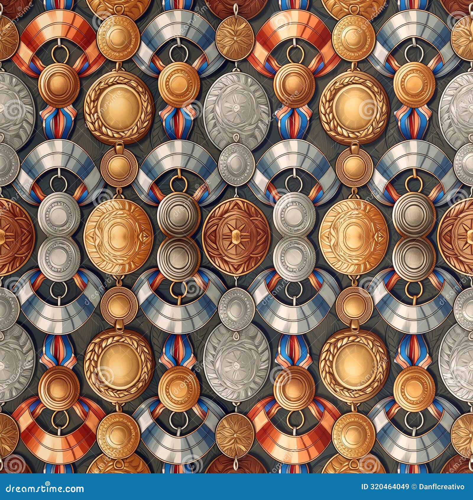 Gold Silver and Bronze Medals Motif Seamless Pattern Stock Illustration ...