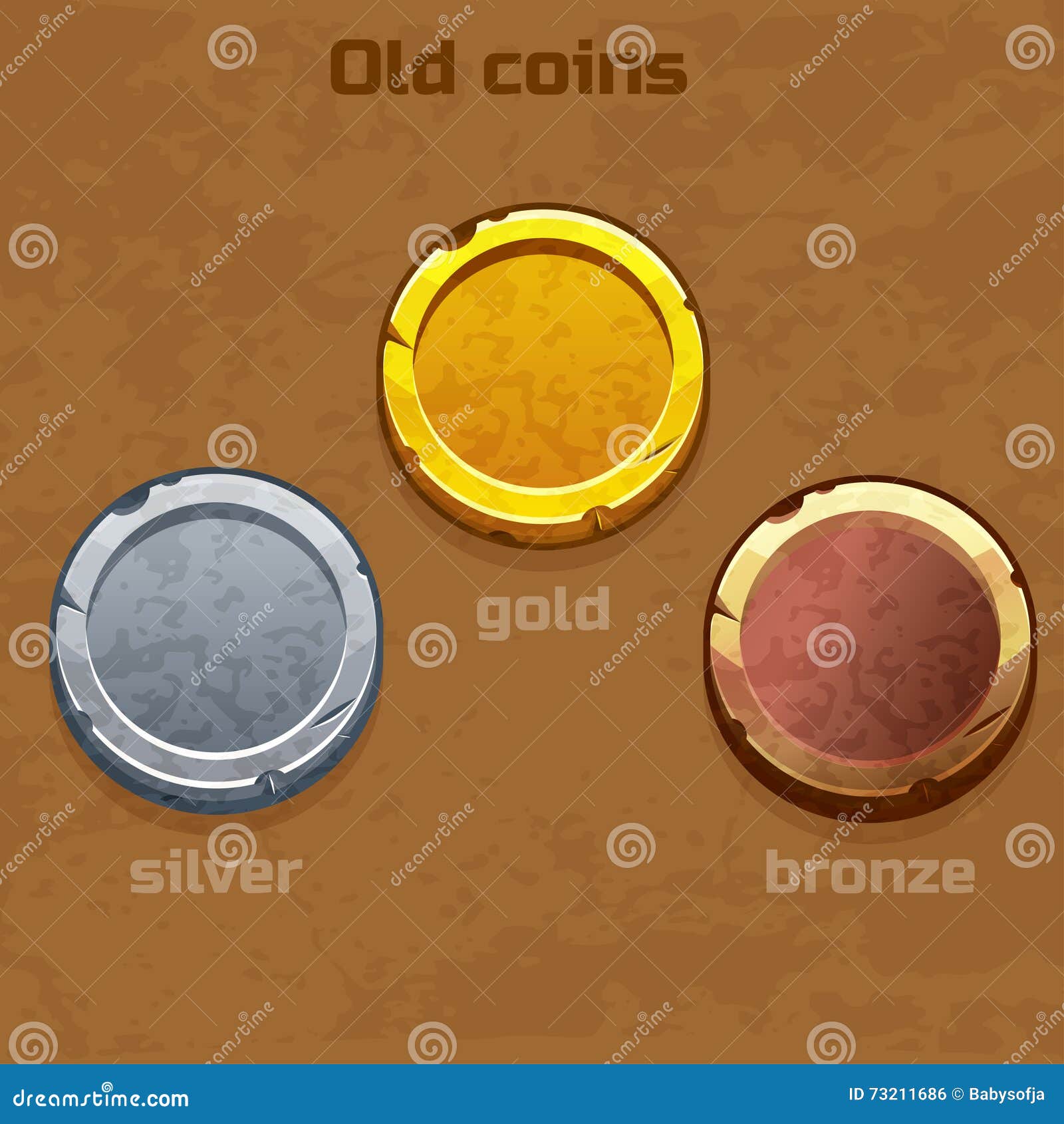 Gold, Silver and Bronze Old Coins Stock Vector - Illustration of ...