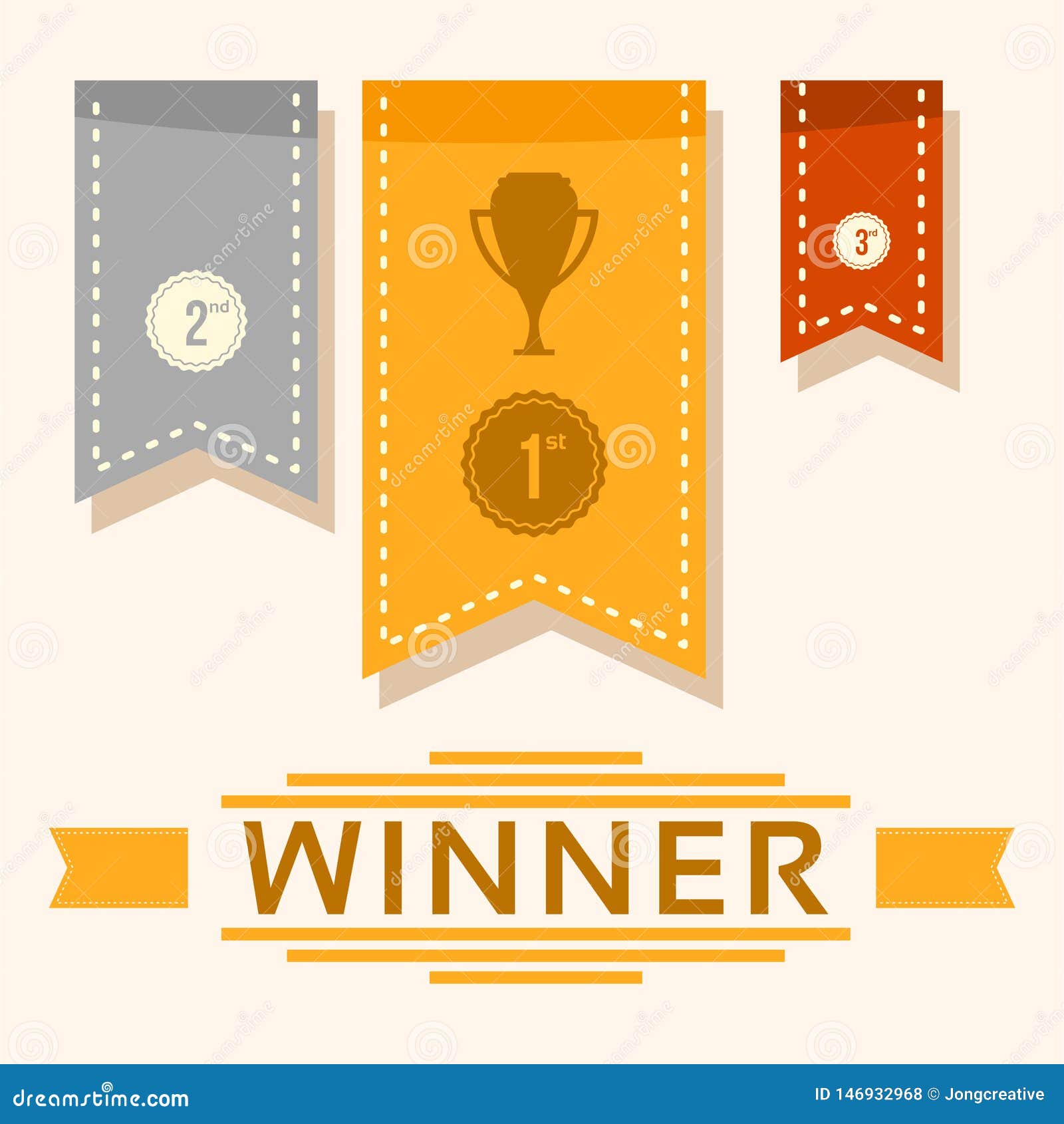 Gold Silver Bronze Ribbon Winner Competition Award Ribbon Vector Stock ...