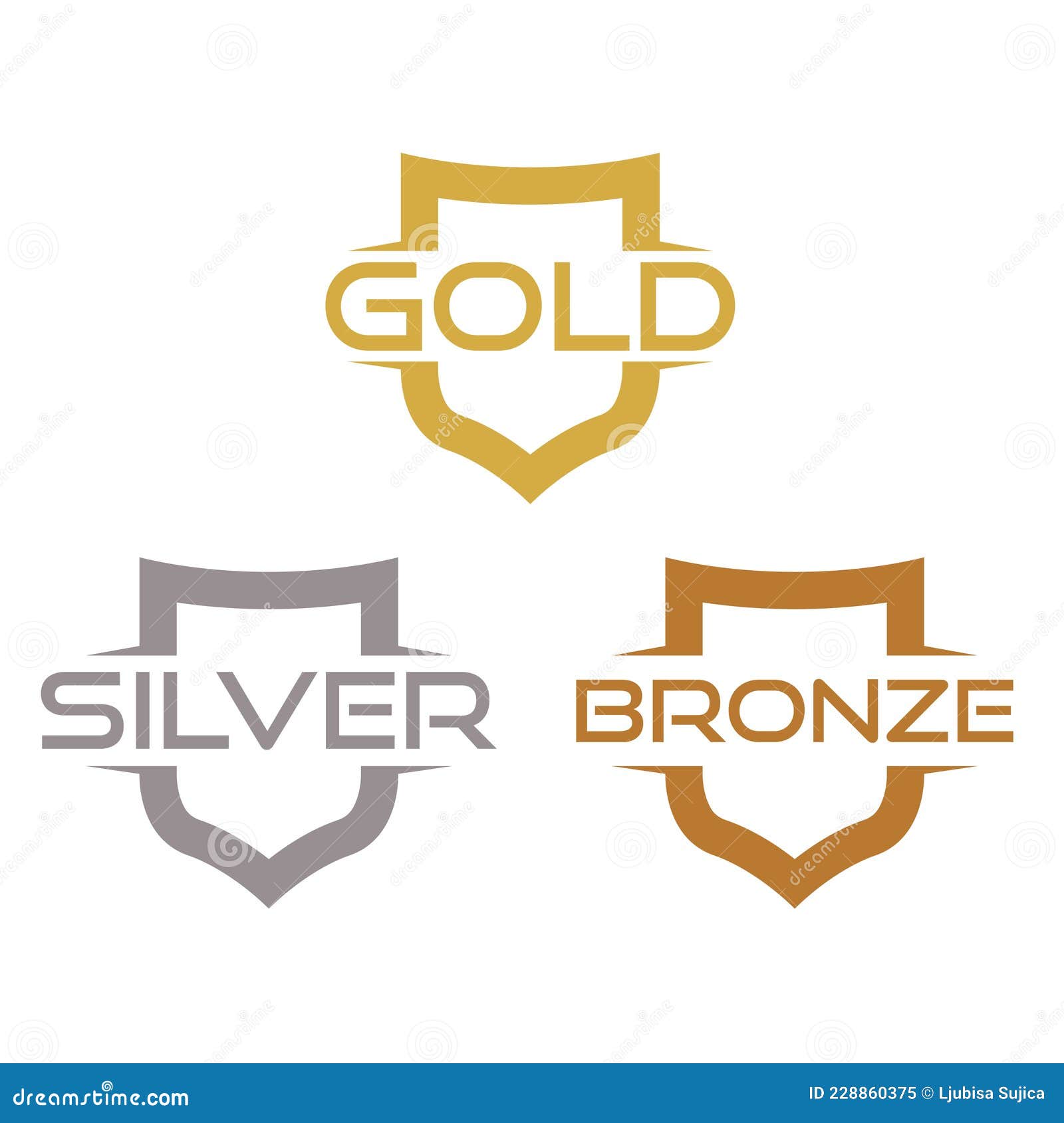 Gold Silver and Bronze Shield Icon Isolated on White Background Stock ...