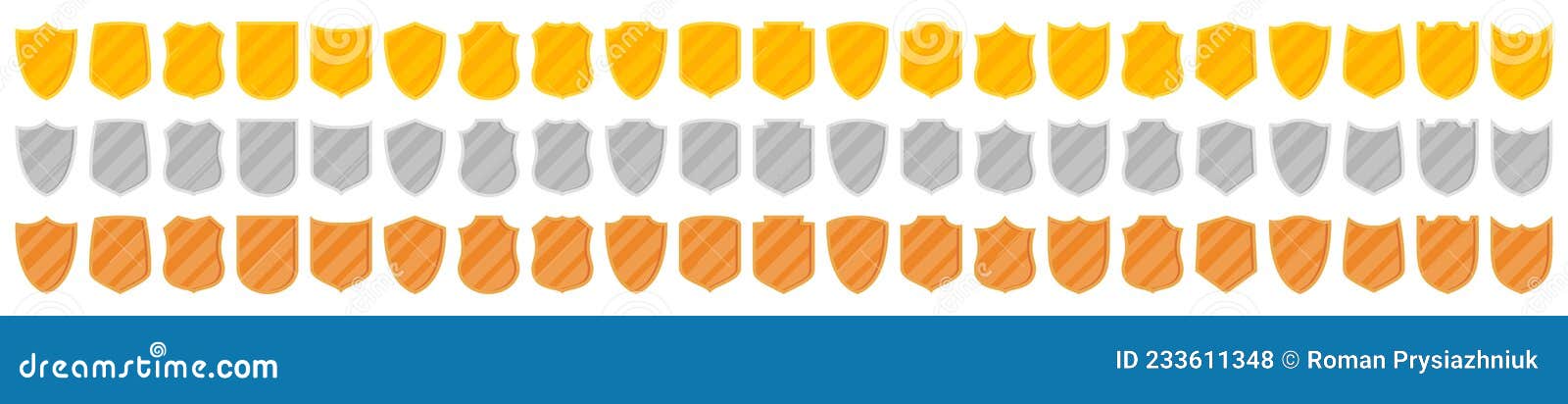 Gold, Silver and Bronze Shields Set. Collection of Security Shield ...