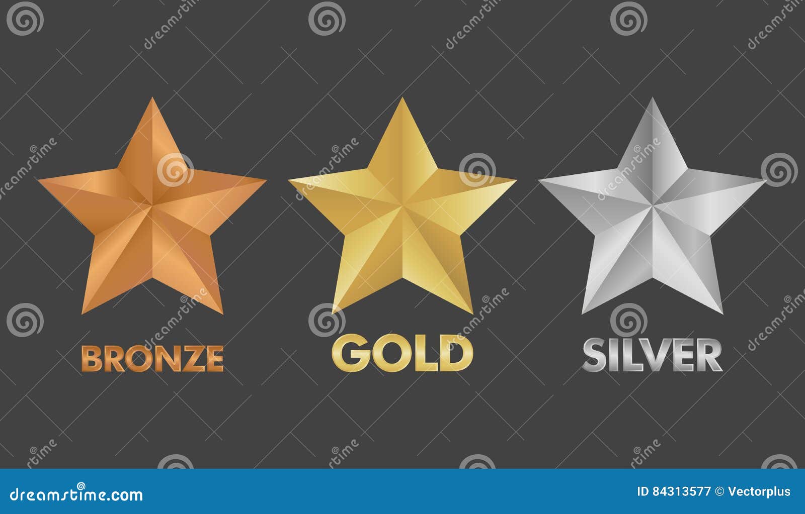 Gold Silver and Bronze Star Set Illustration Stock Illustration ...