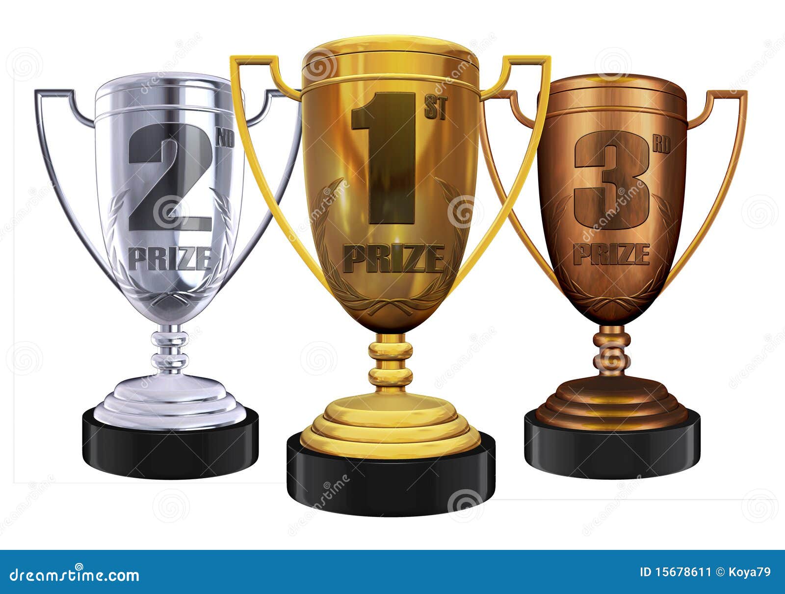 Gold Silver and Bronze Trophies Stock Illustration - Illustration of ...