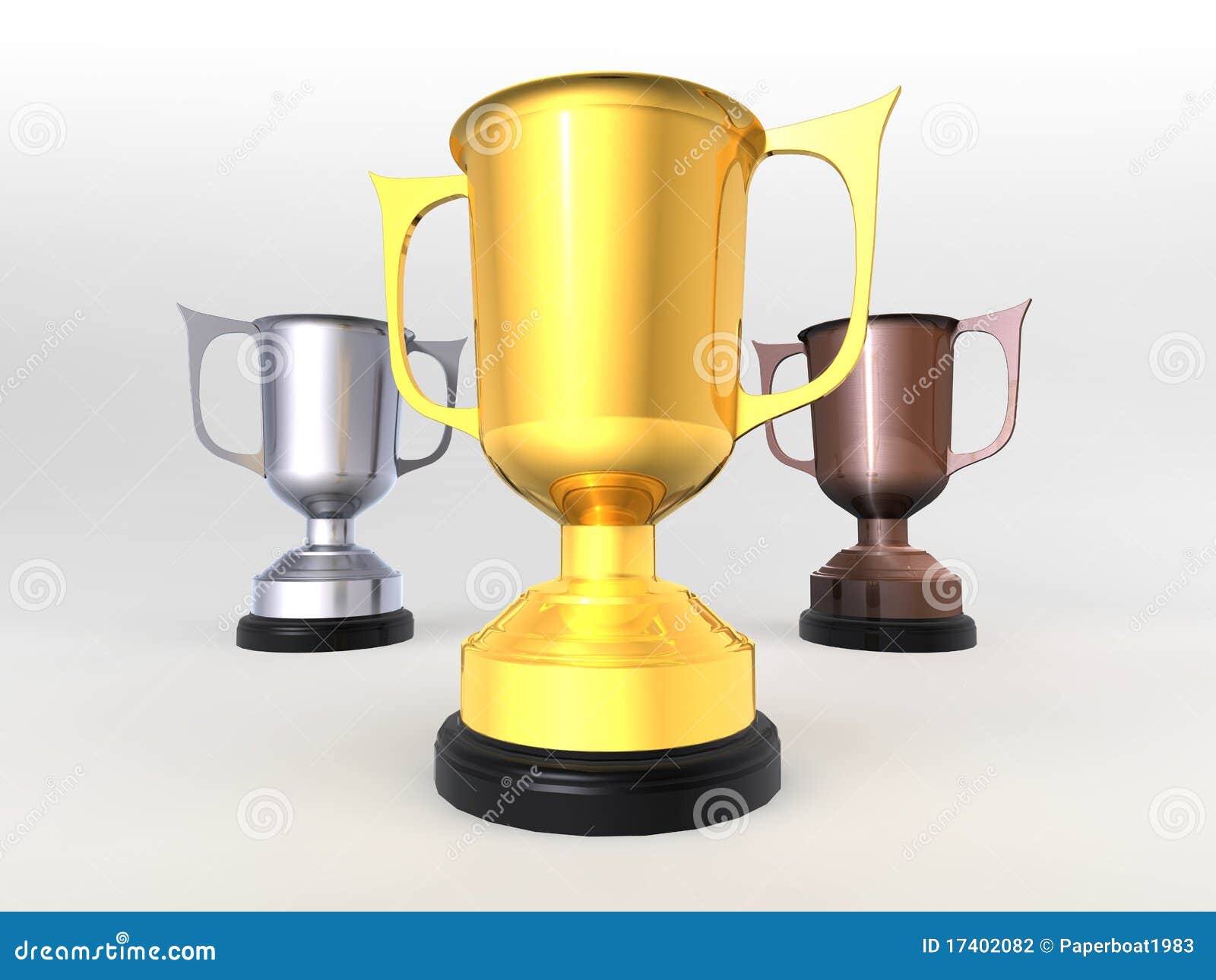 Gold, Silver and Bronze Trophies Stock Illustration - Illustration of ...