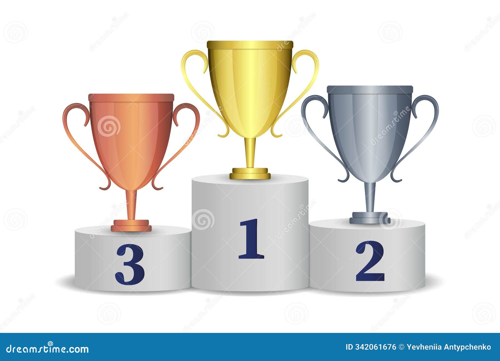 Gold, Silver, Bronze Trophies Standing on a Pedestal. Stock ...