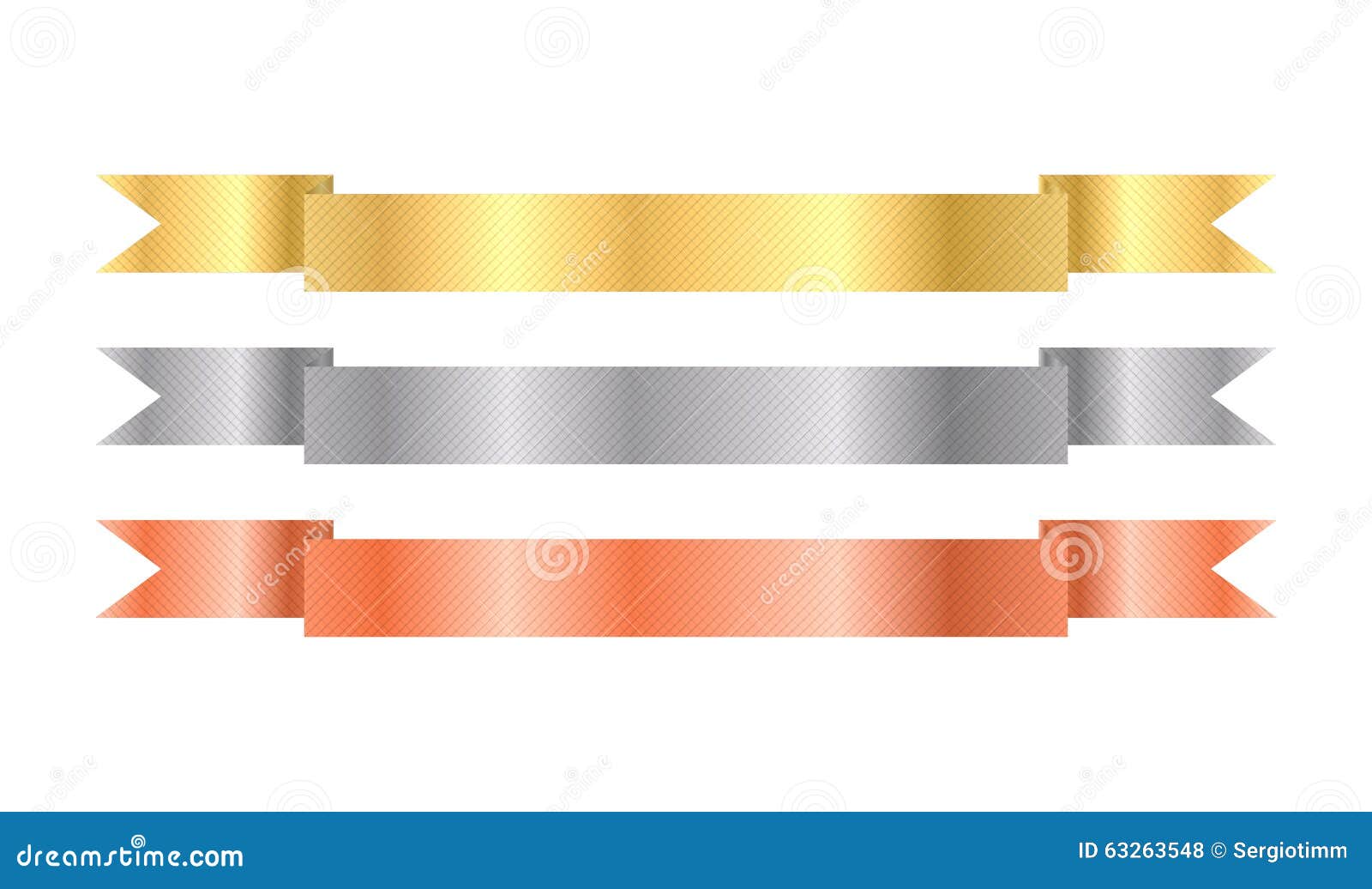 Gold, Silver, Bronze Vector Ribbons with Texture Stock Vector ...