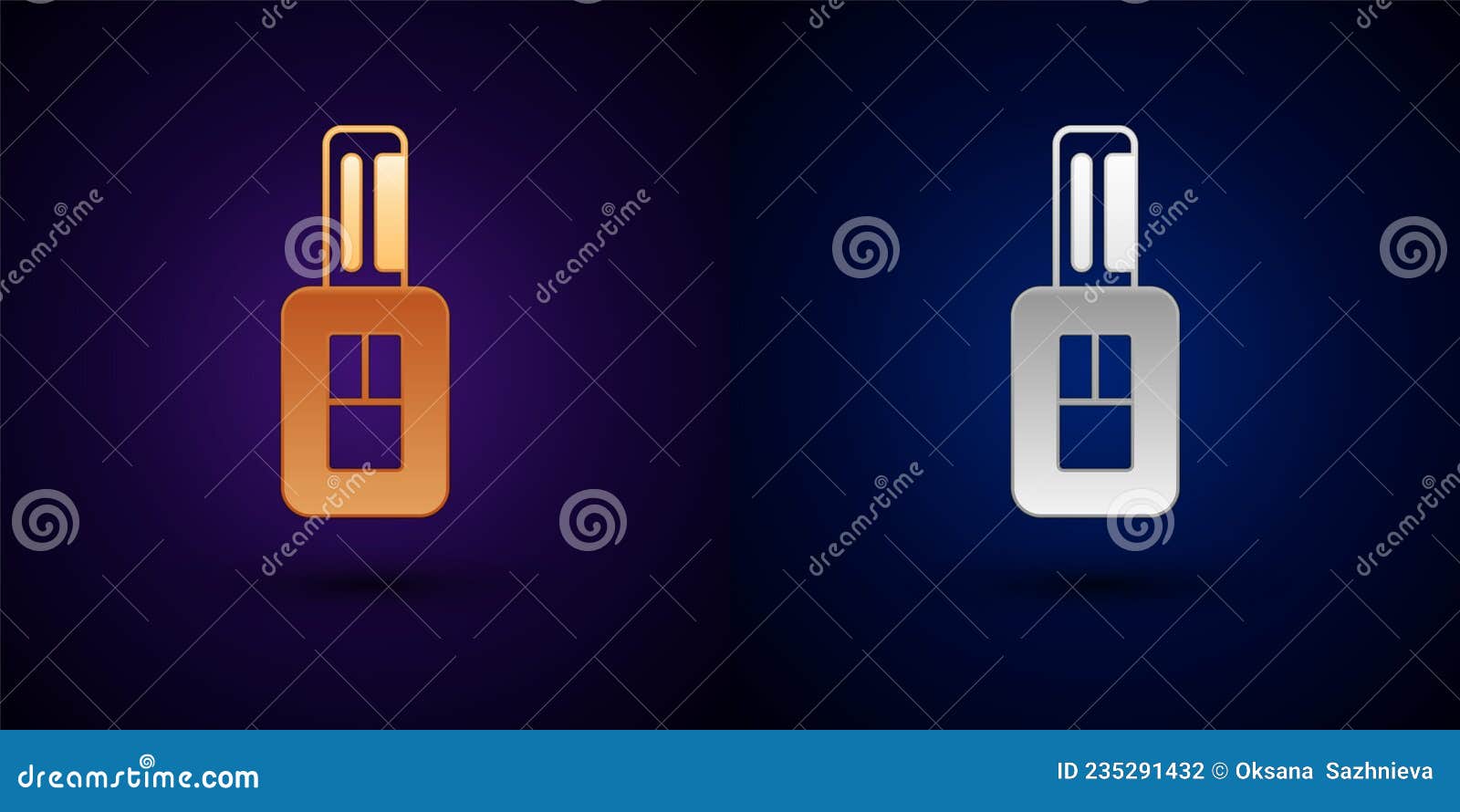 Gold and Silver Car Key with Remote Icon Isolated on Black Background ...