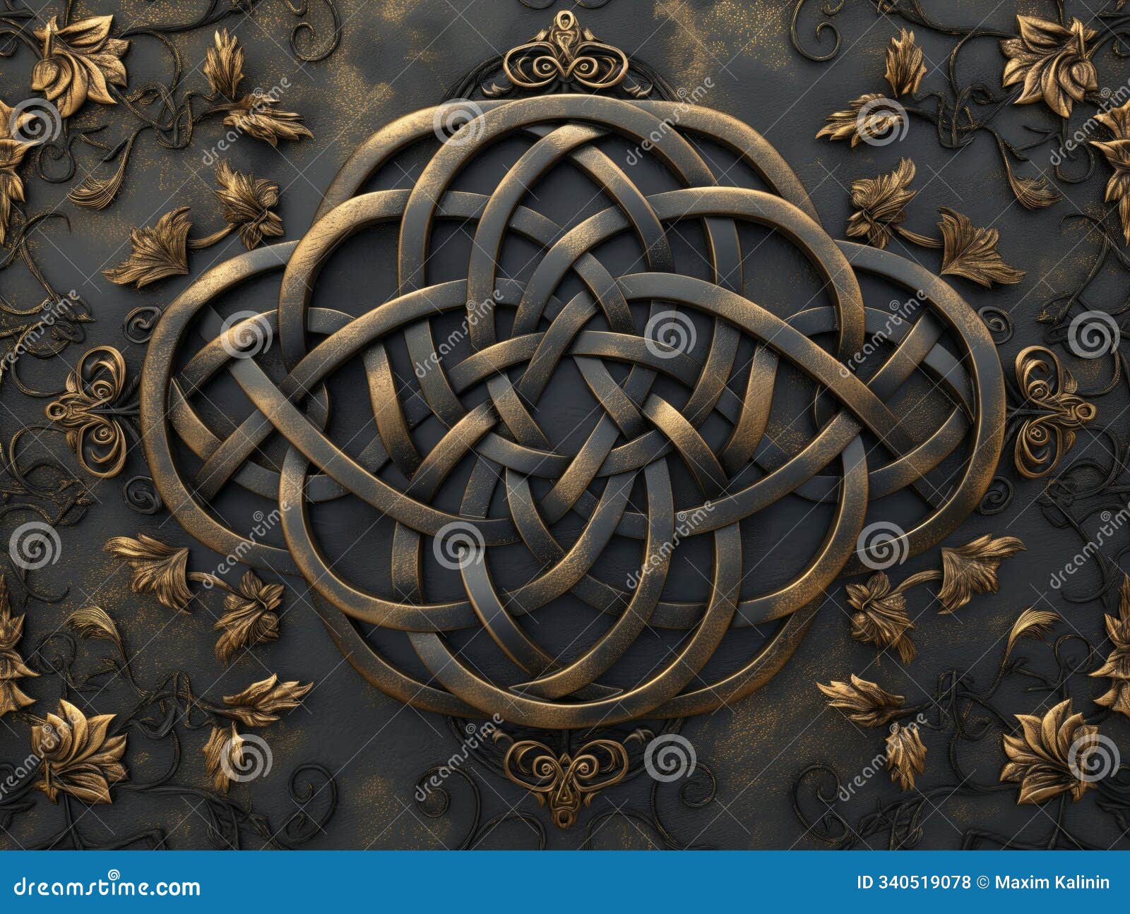 A Gold and Silver Celtic Design with a Leafy Pattern Stock Illustration ...