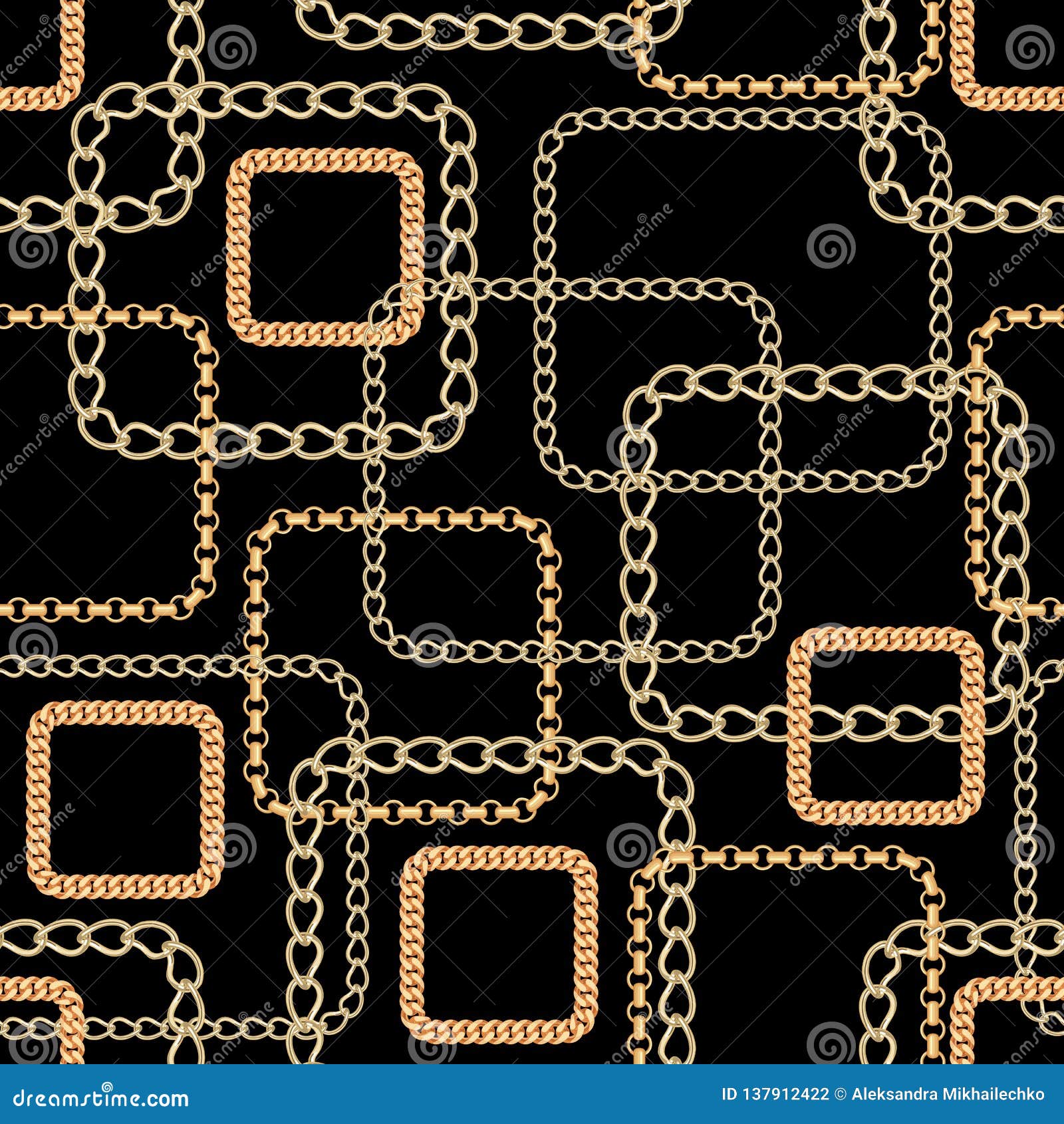 Gold and Silver Chain Jewelry Seamless Pattern Stock Vector ...