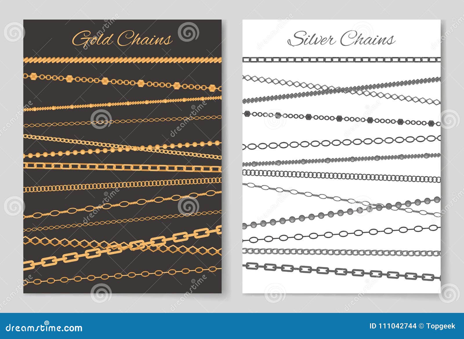 Gold and Silver Chains Advertisement Banners Set Stock Vector ...
