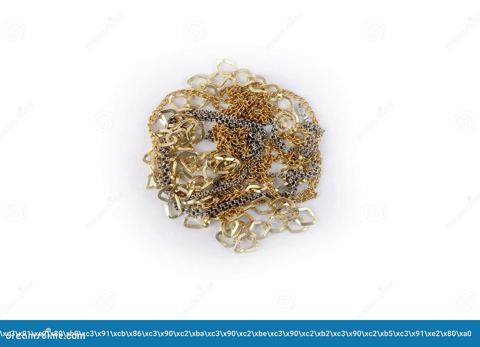 Tangled Gold Chain Close Up. Textured Metallic Background Stock Image ...