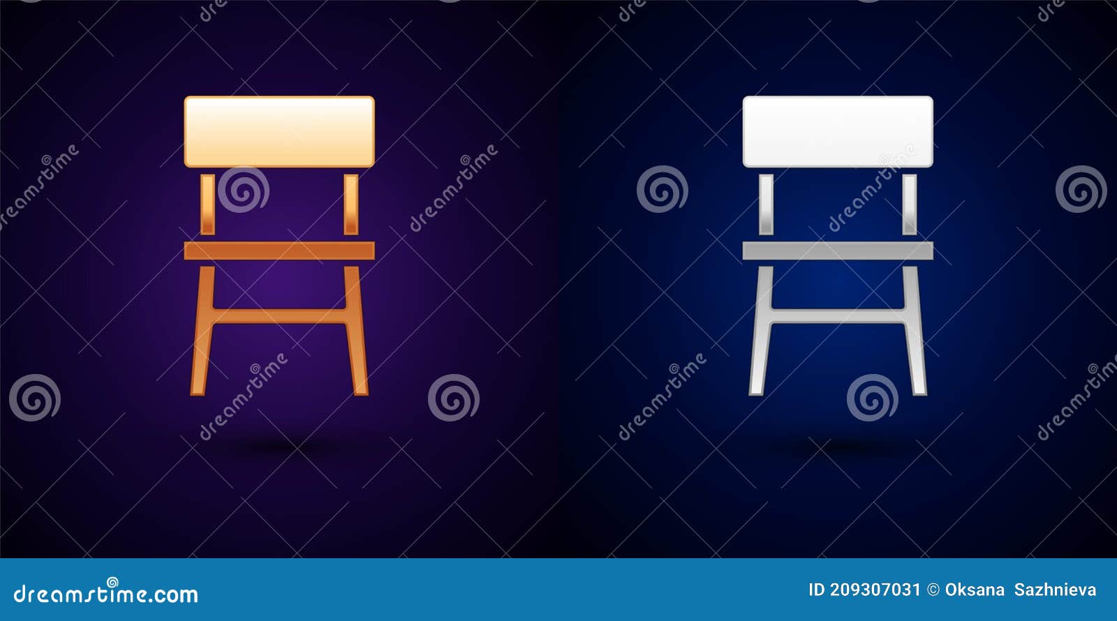 Gold and Silver Chair Icon Isolated on Black Background. Vector Stock ...