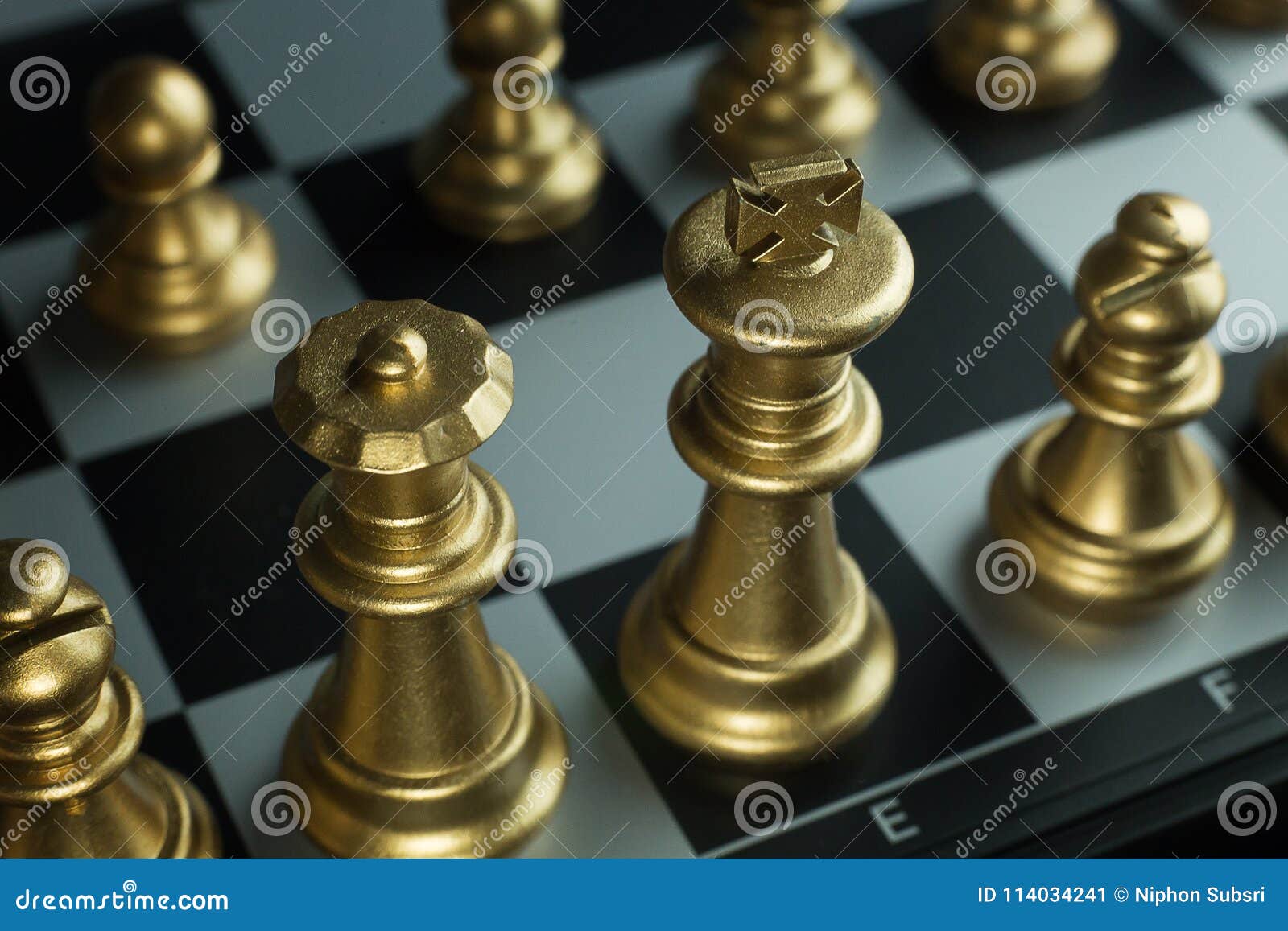 Gold and Silver Chess on Board Close Up Image Abstract Background ...