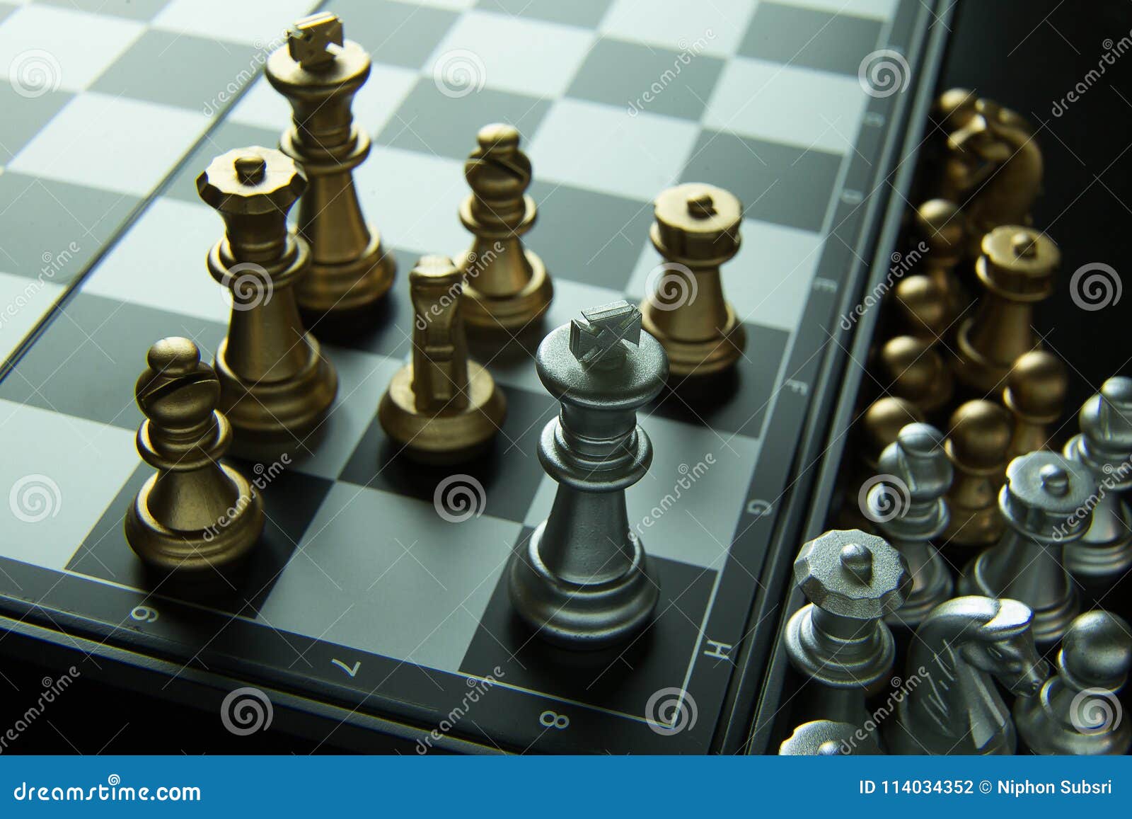 Gold and Silver Chess on Board Close Up Image Abstract Background ...