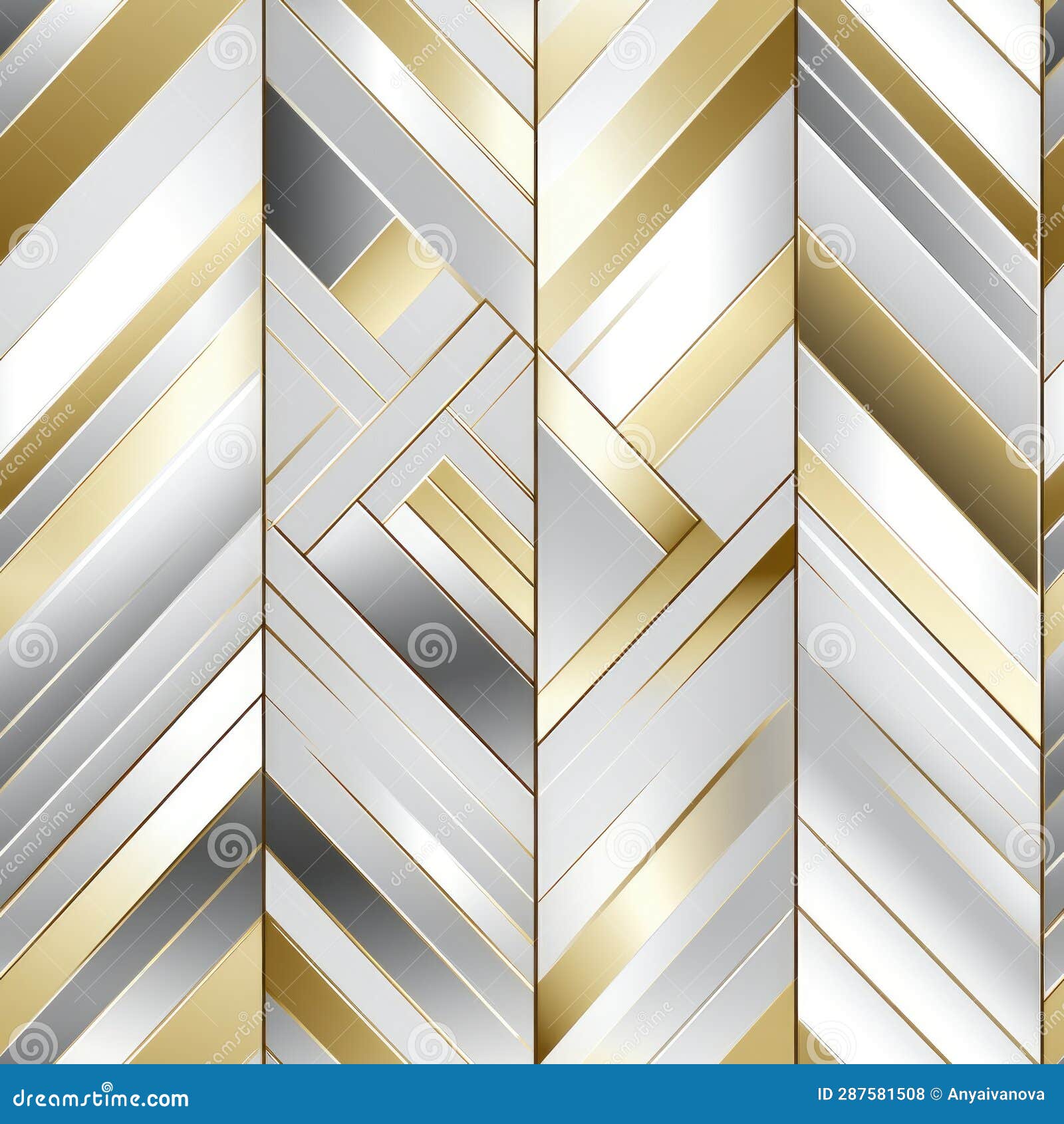A Gold and Silver Chevrons Pattern. Seamless Pattern. Stock ...