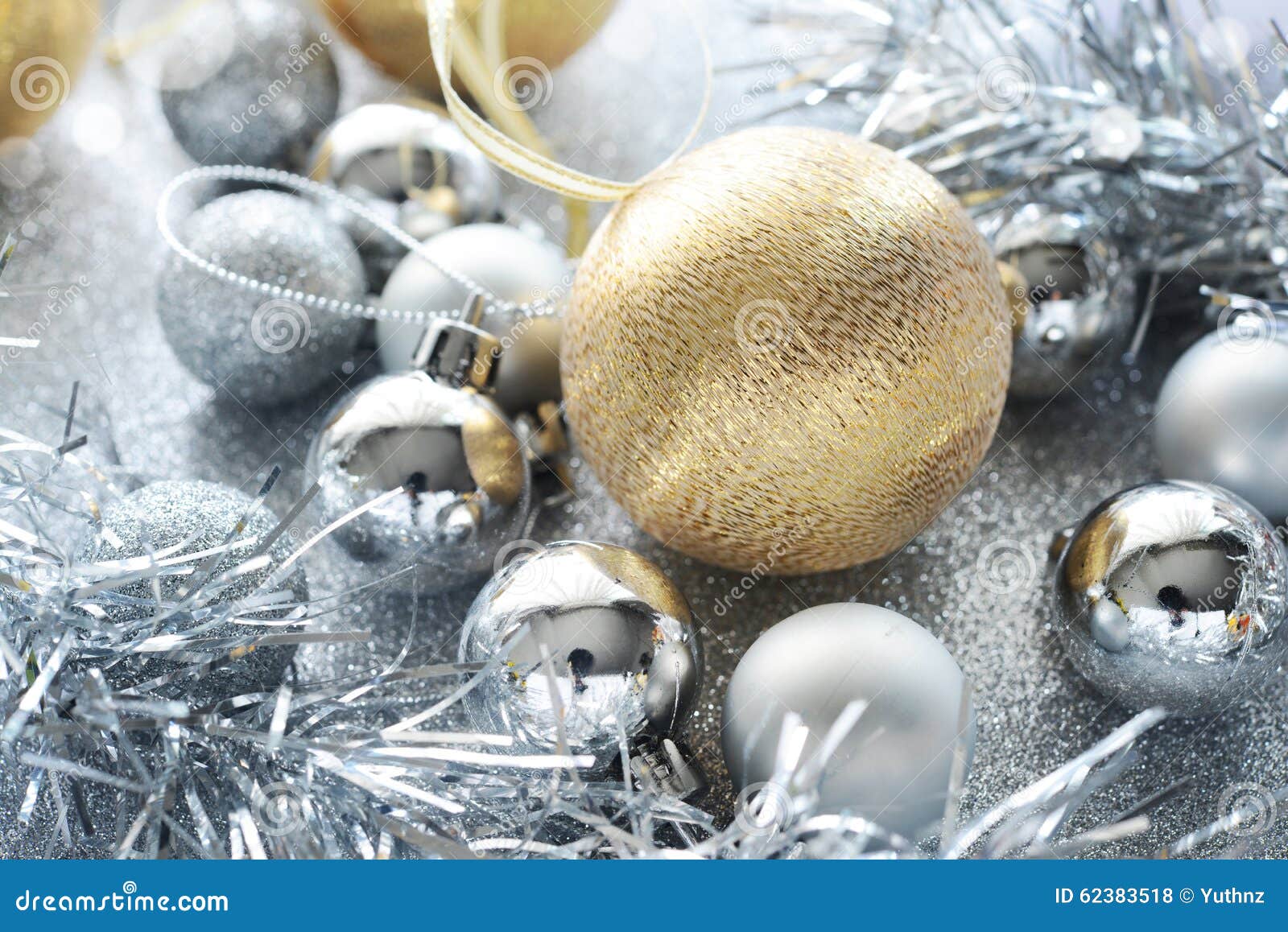 Gold and Silver Christmas Ball Stock Photo - Image of greeting, gold ...