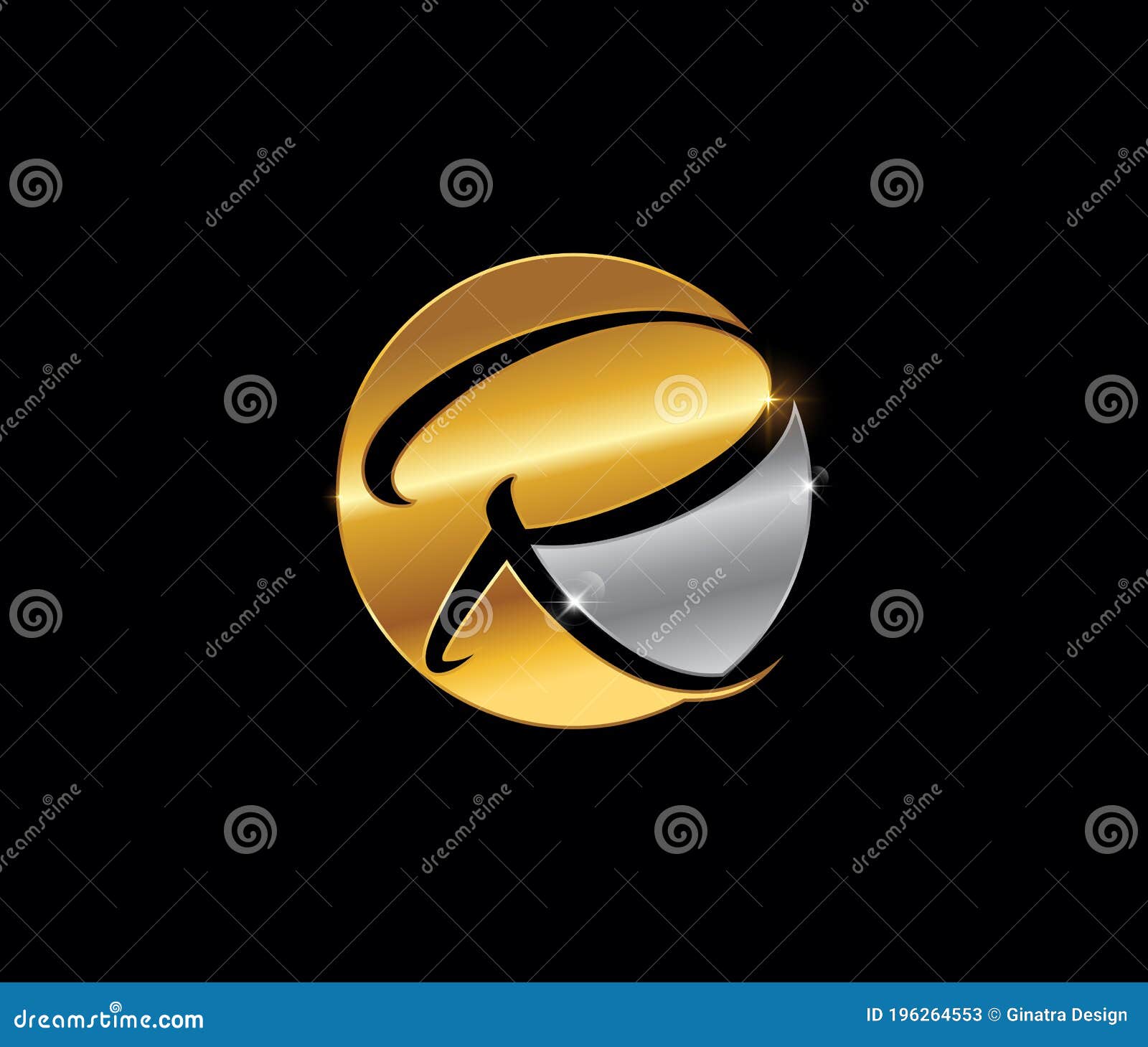 Gold and Silver Circle INitial Letter R Logo Stock Vector ...
