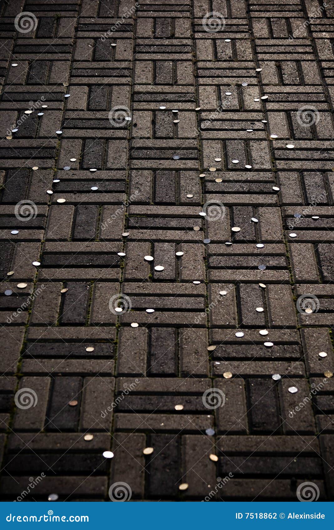 Gold and Silver Coins on Pavement Stock Photo - Image of banking ...