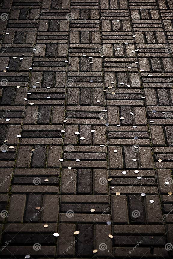 Gold and Silver Coins on Pavement Stock Photo - Image of banking ...