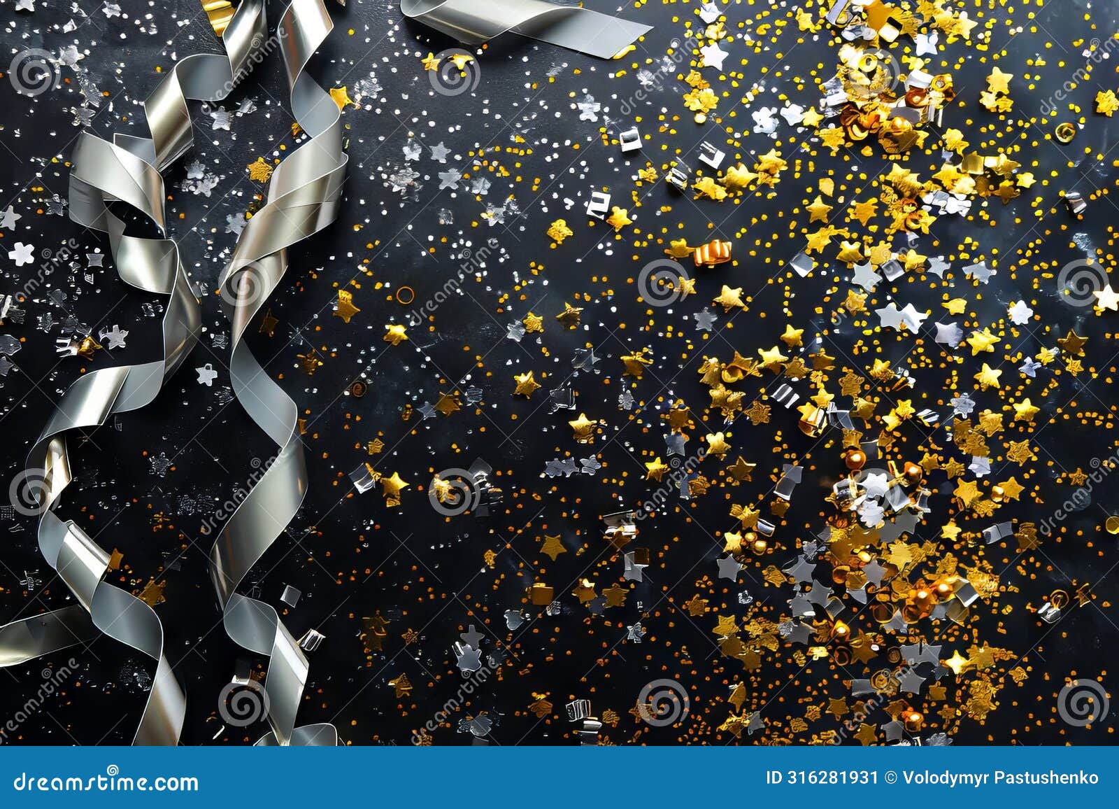 A Gold and Silver Confetti Background with Stars Stock Image - Image of ...
