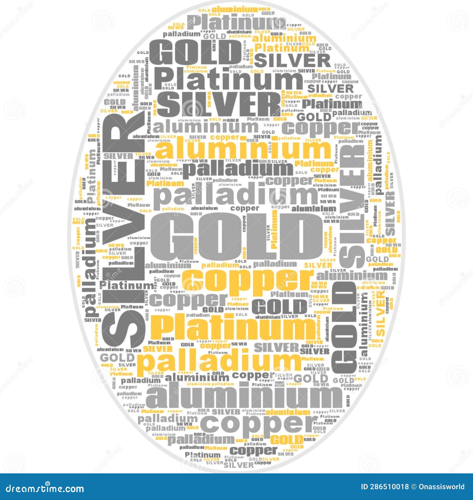 Gold Silver Copper Paladium Platinum Text Illustration Background ...
