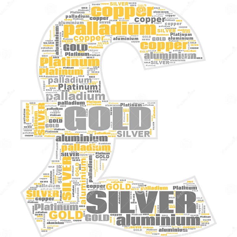 Gold Silver Copper Paladium Platinum Text Illustration Background ...