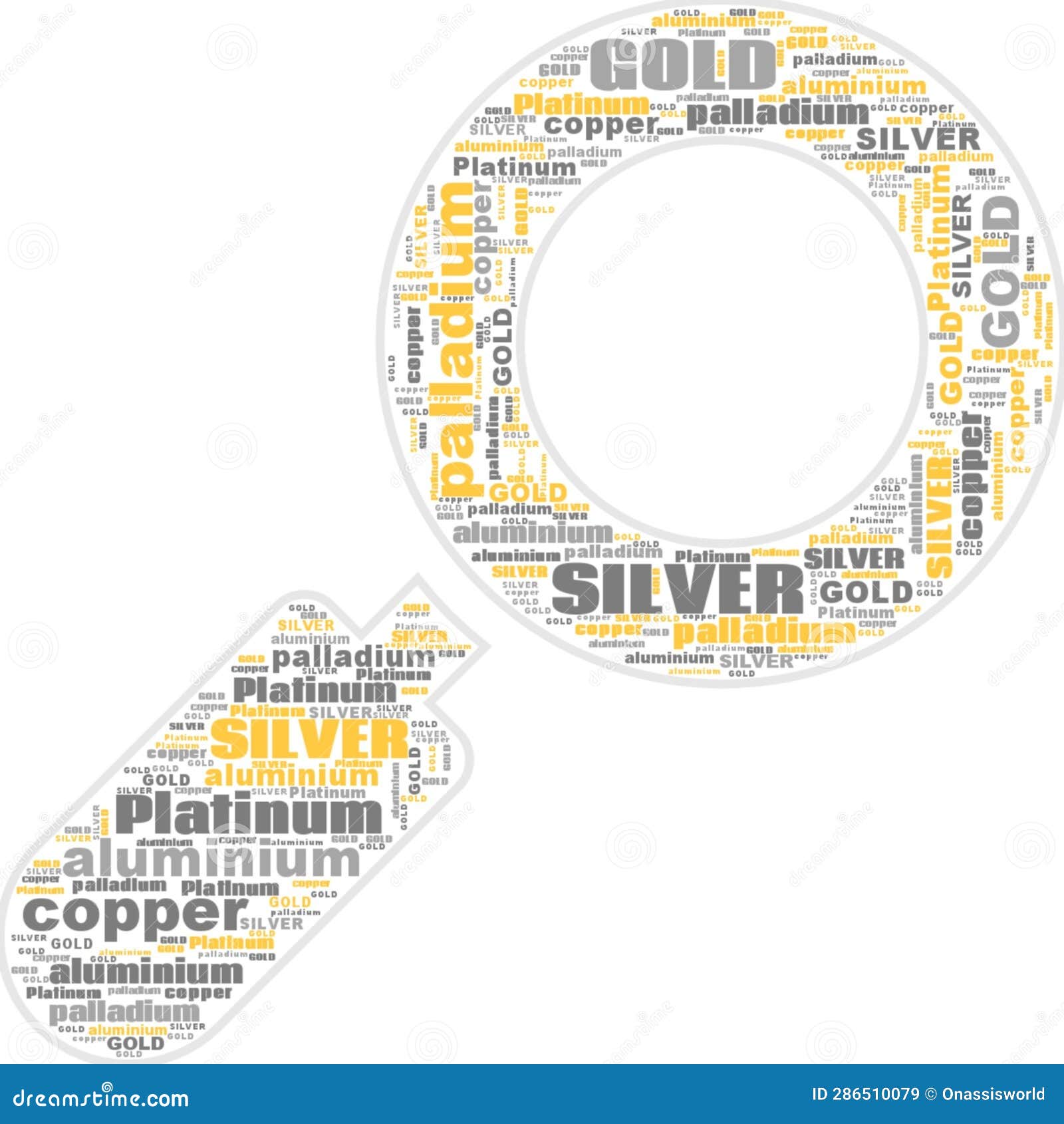 Gold Silver Copper Paladium Platinum Text Illustration Background ...
