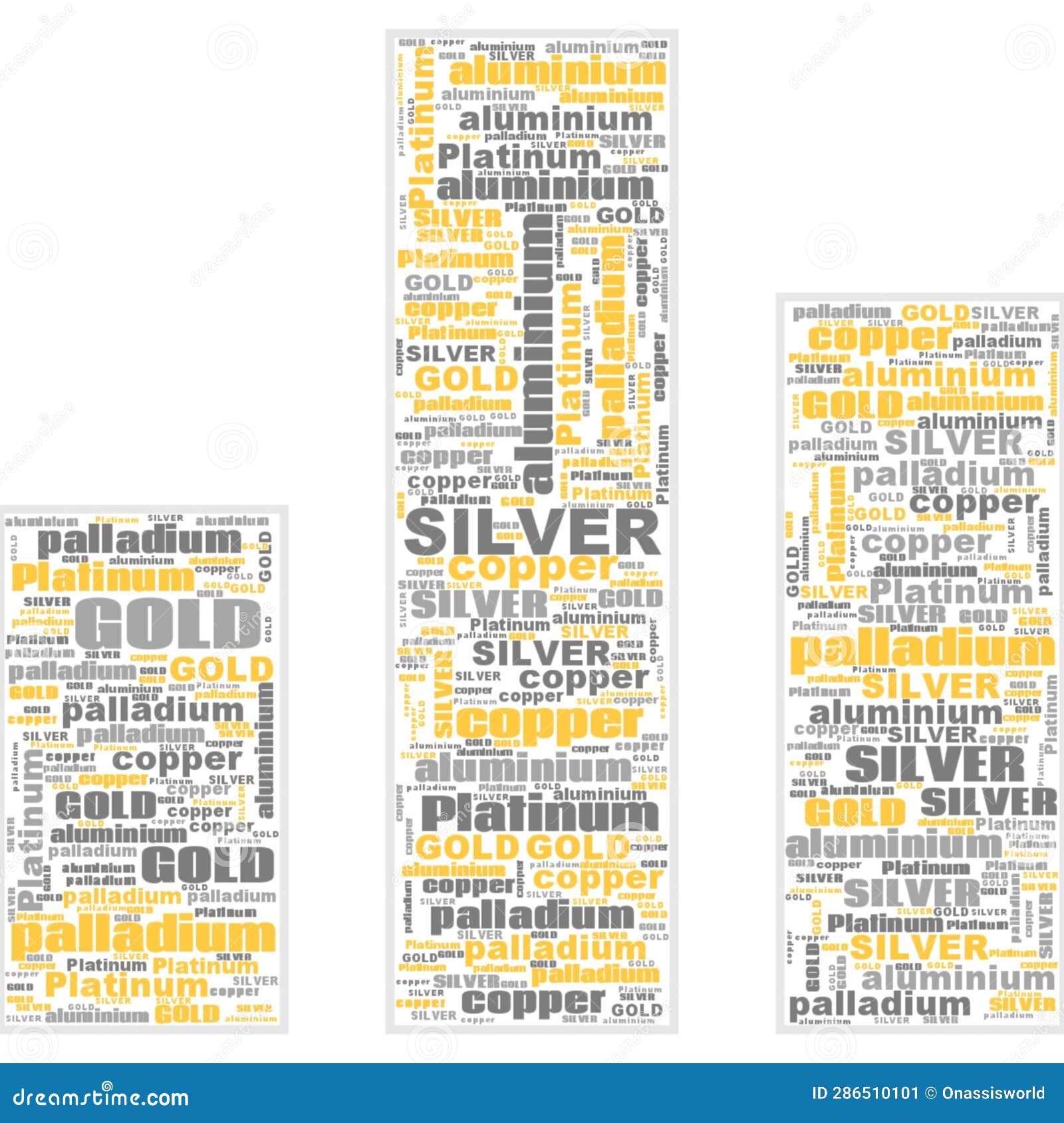 Gold Silver Copper Paladium Platinum Text Illustration Background ...